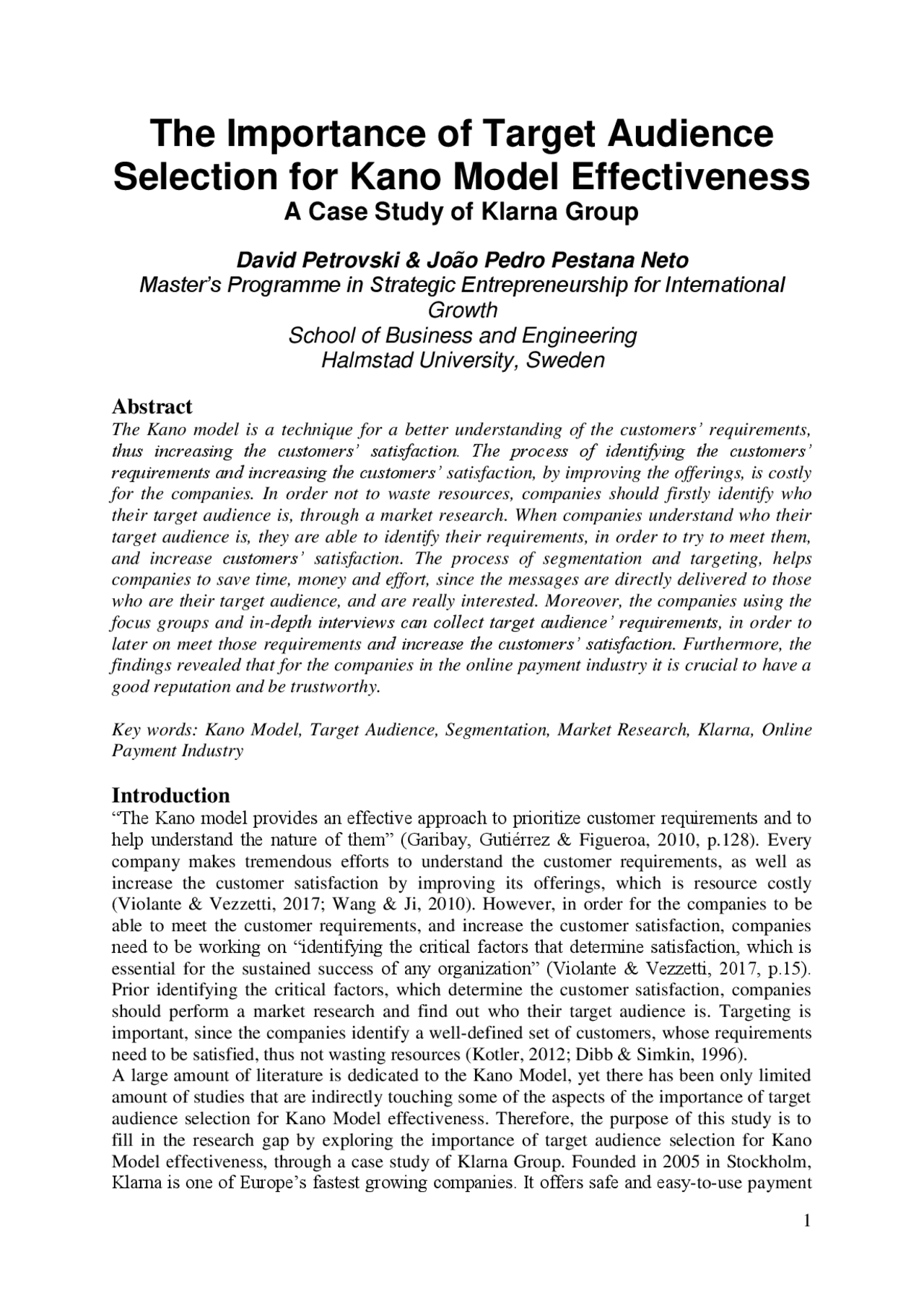 The Importance of Target Audience Selection for Kano Model ...