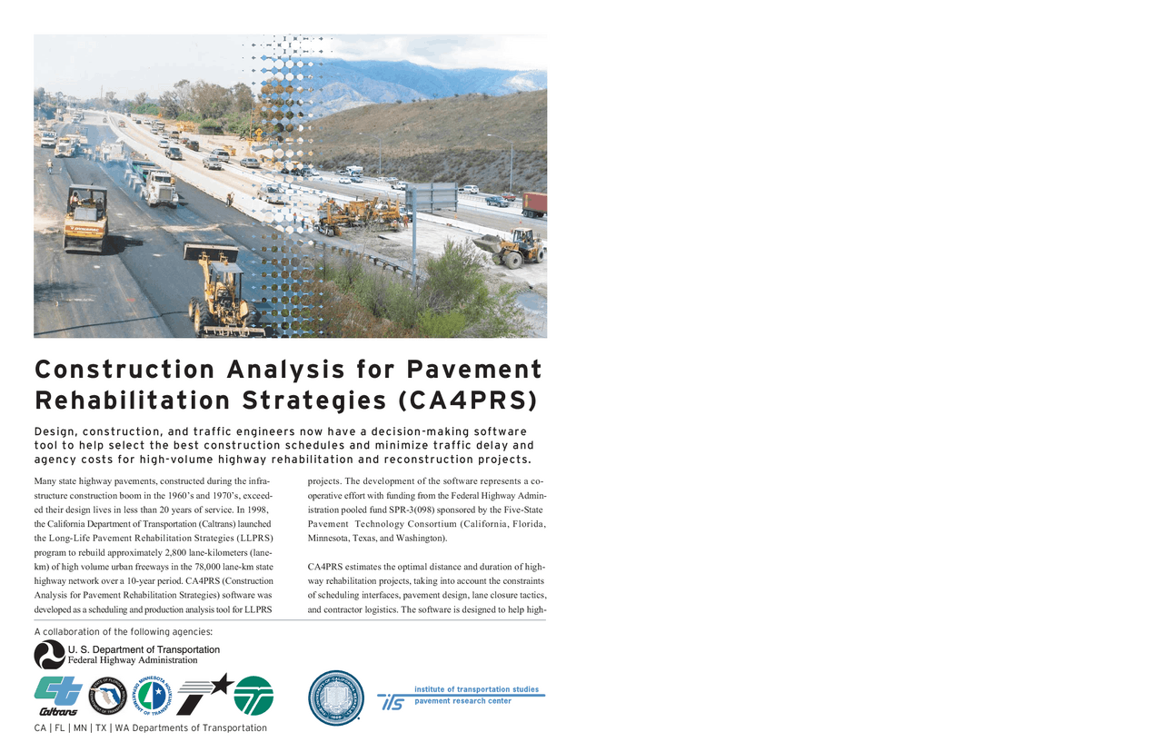 CA4PRS: Construction Analysis Software for Highway Rehab Scheduling and Production | Schemes and ...