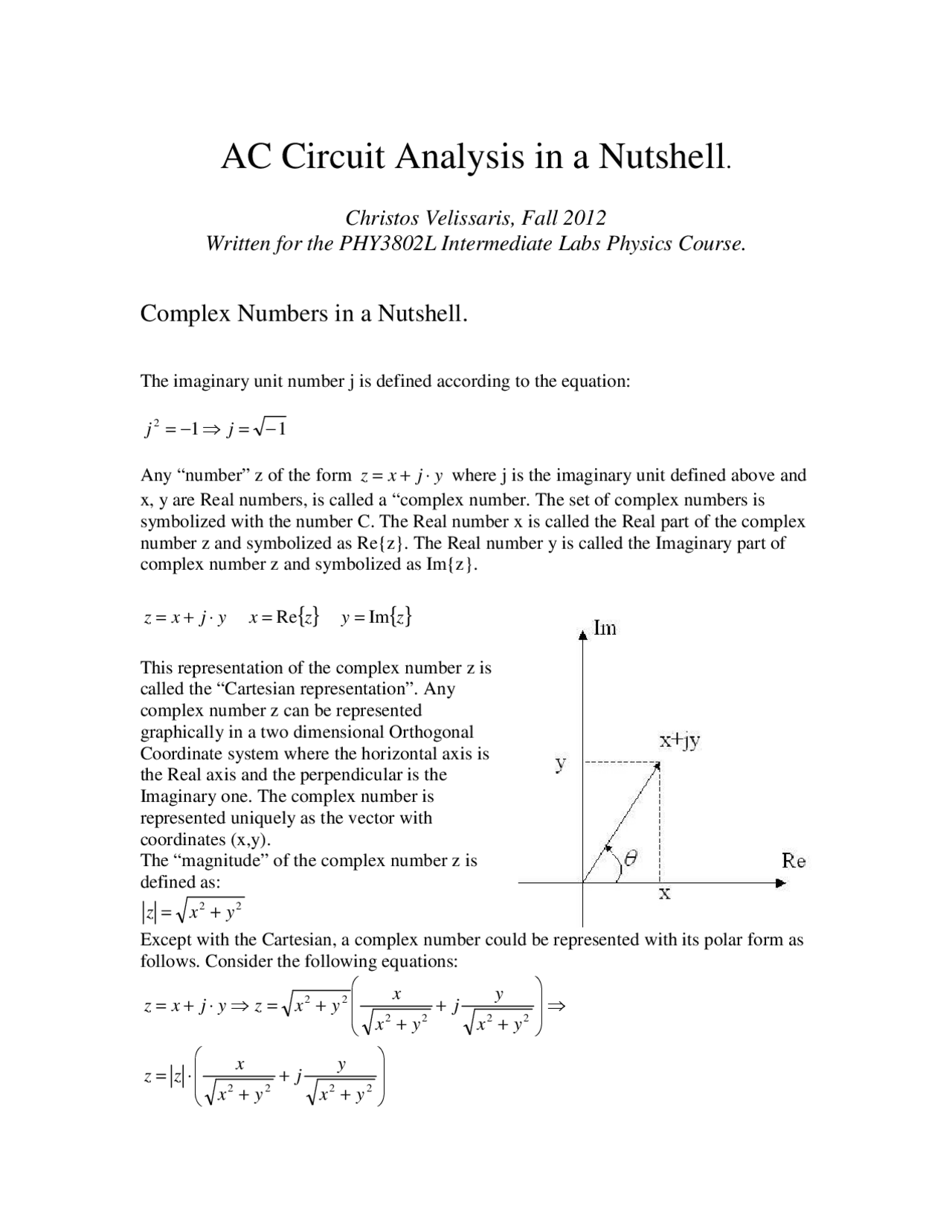AC Circuit Analysis in a Nutshell. | Study notes Physics | Docsity