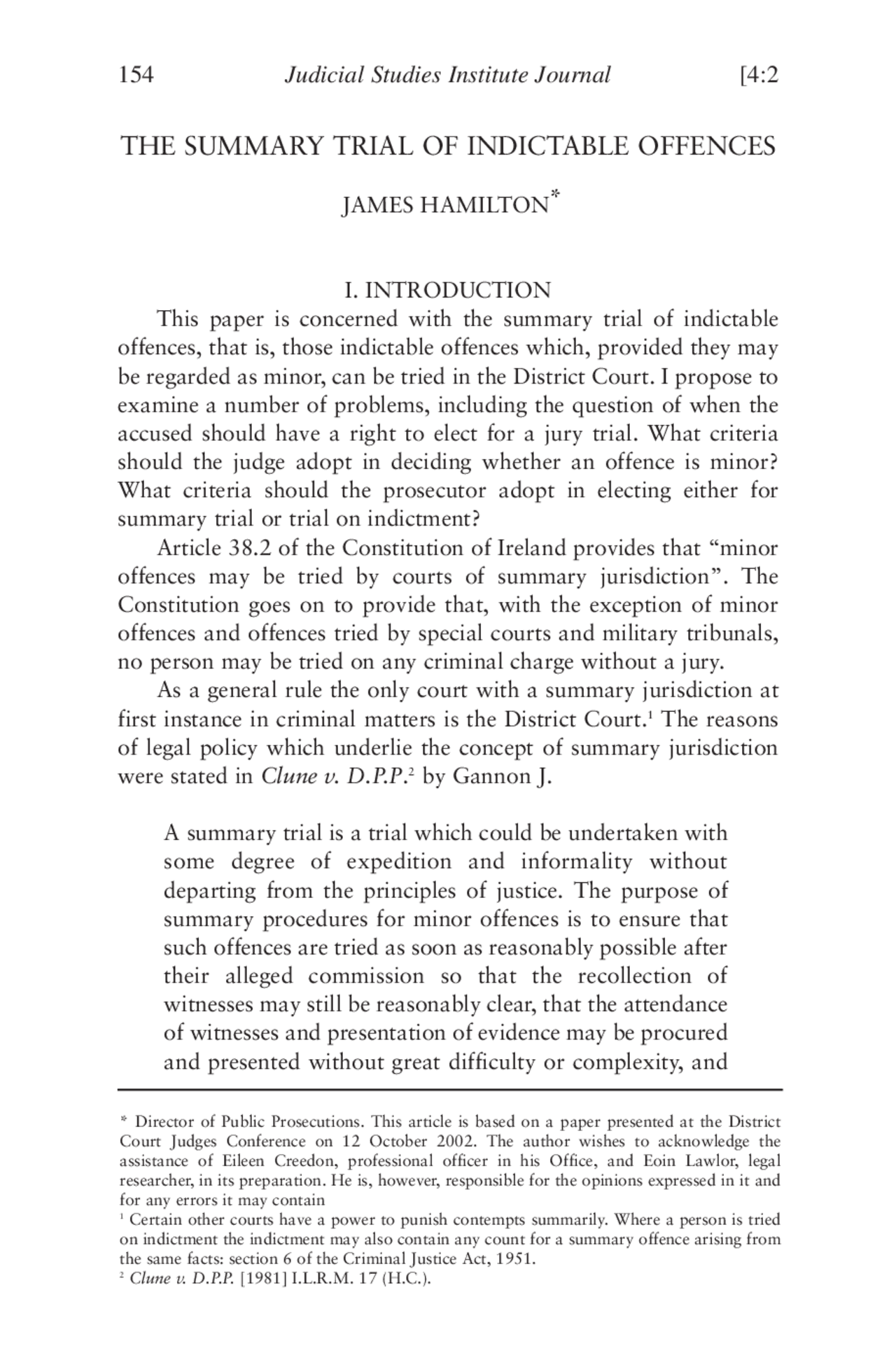 Summary Trial of Indictable Offences in Ireland | Summaries Law | Docsity