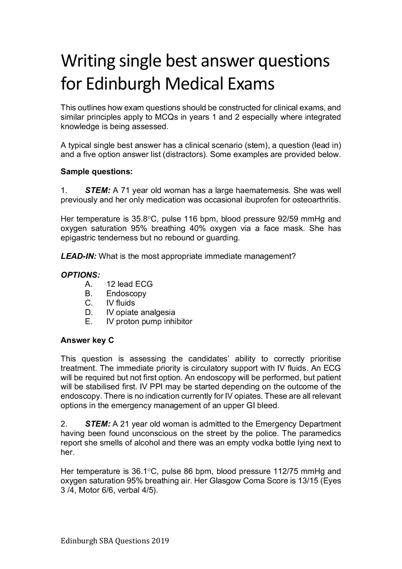 Questions and Answers For Edinburgh Medical Exams | Exams Medical ...