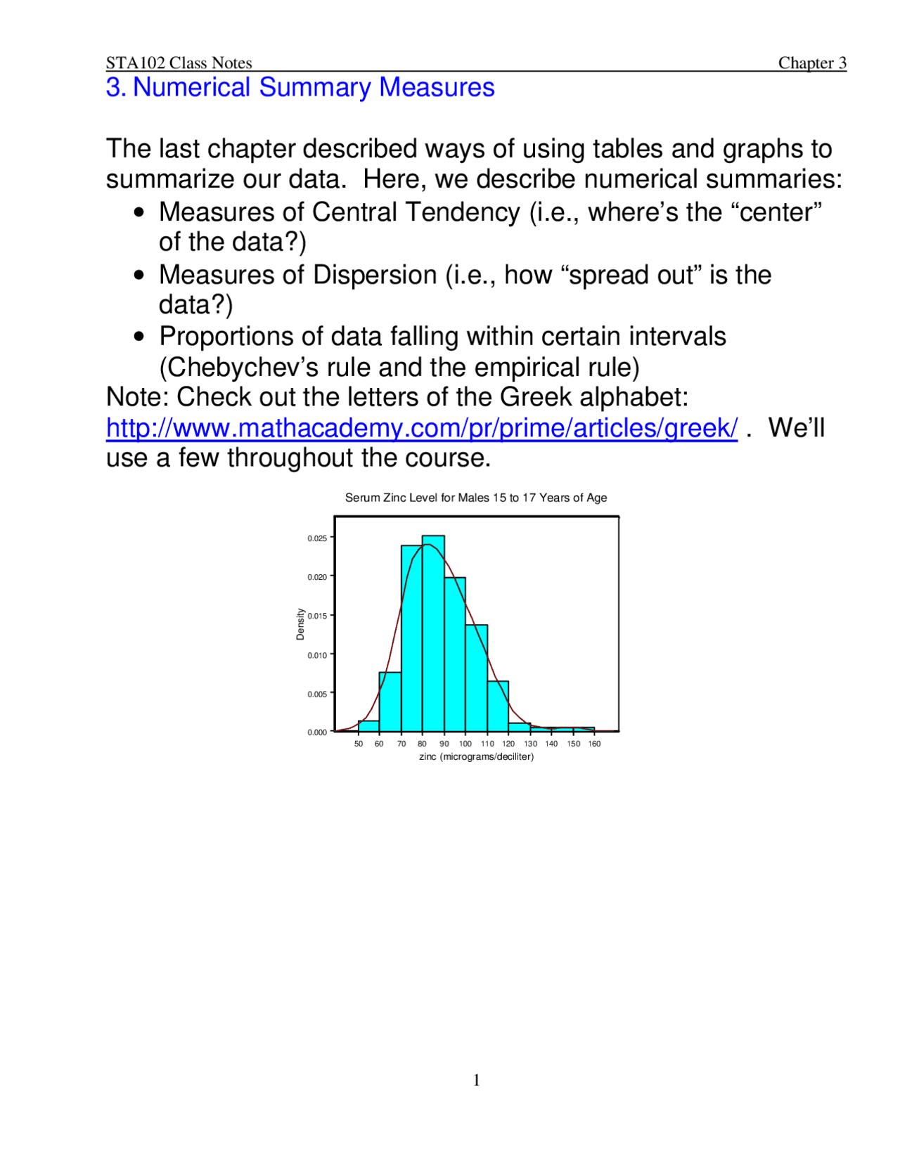 STA102 Class Notes: Chapter 3 - Numerical Summary Measures | Study ...