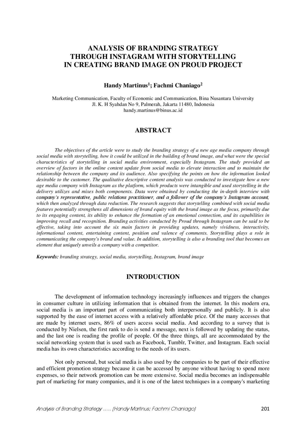 Analysis Of Branding Strategy Through Exercises Storytelling