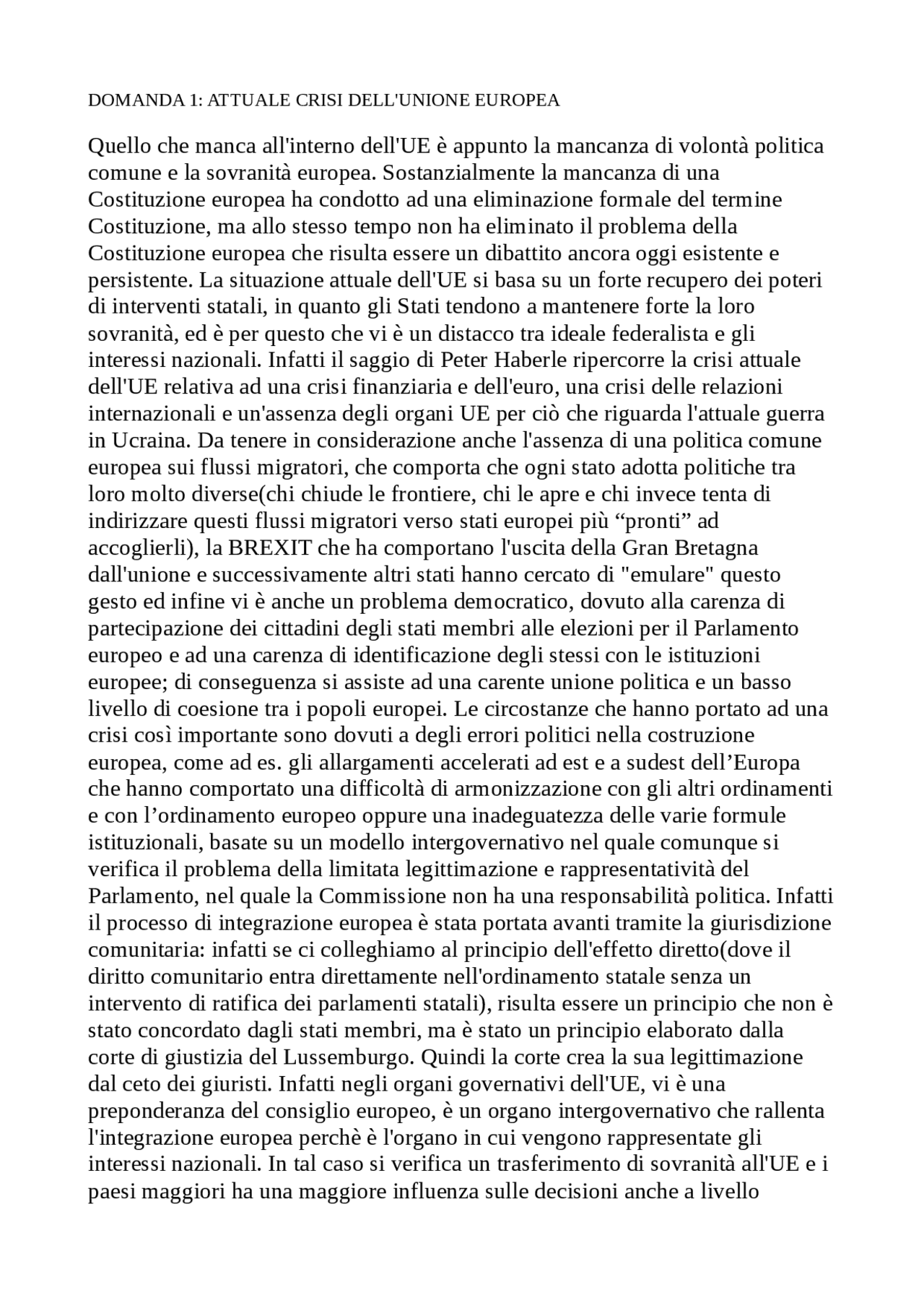 Domande e risposte di Diritto pubblico comparato | Appunti di Diritto ...