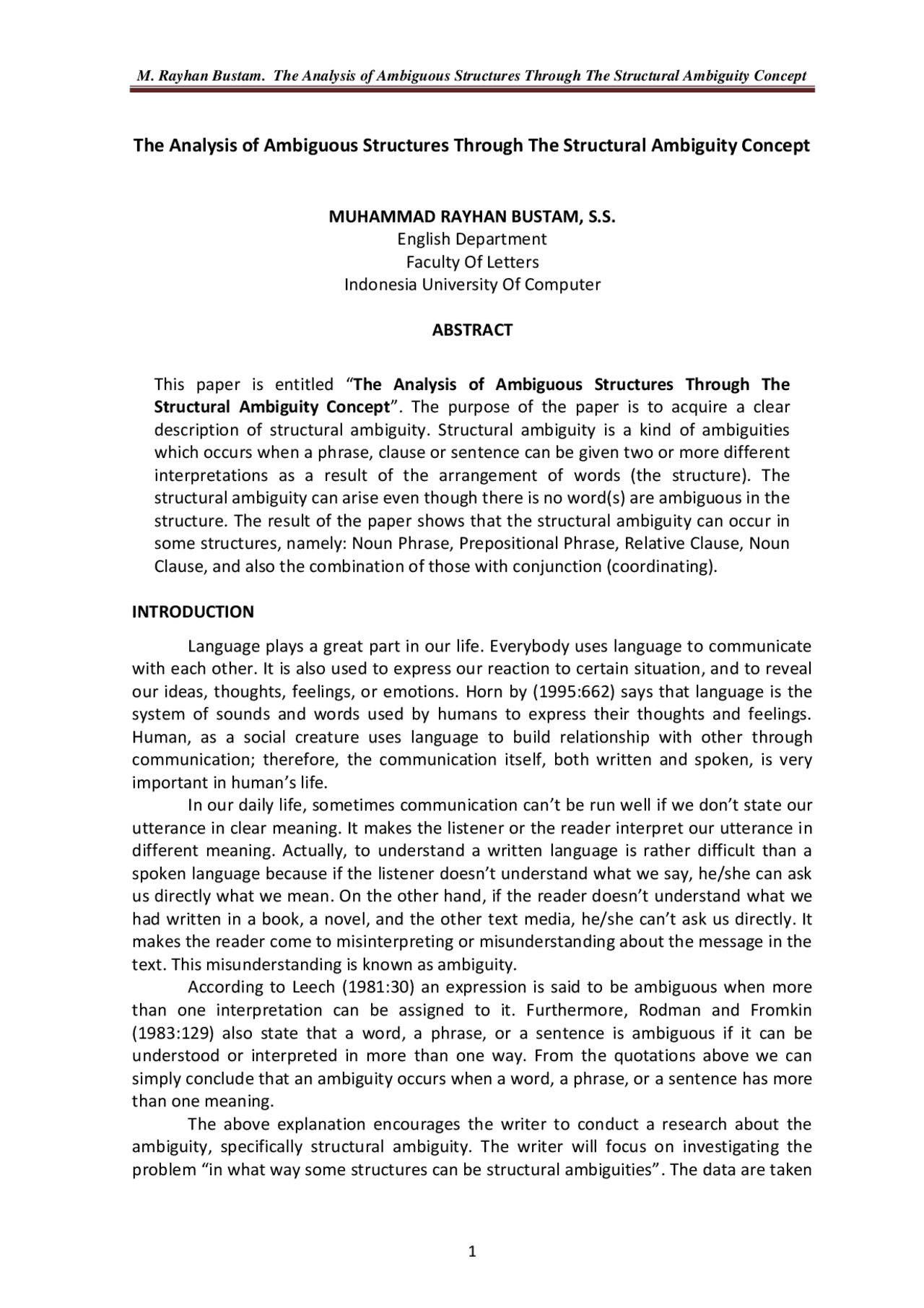 M. Rayhan Bustam. The Analysis of Ambiguous Structures ... | Lecture ...