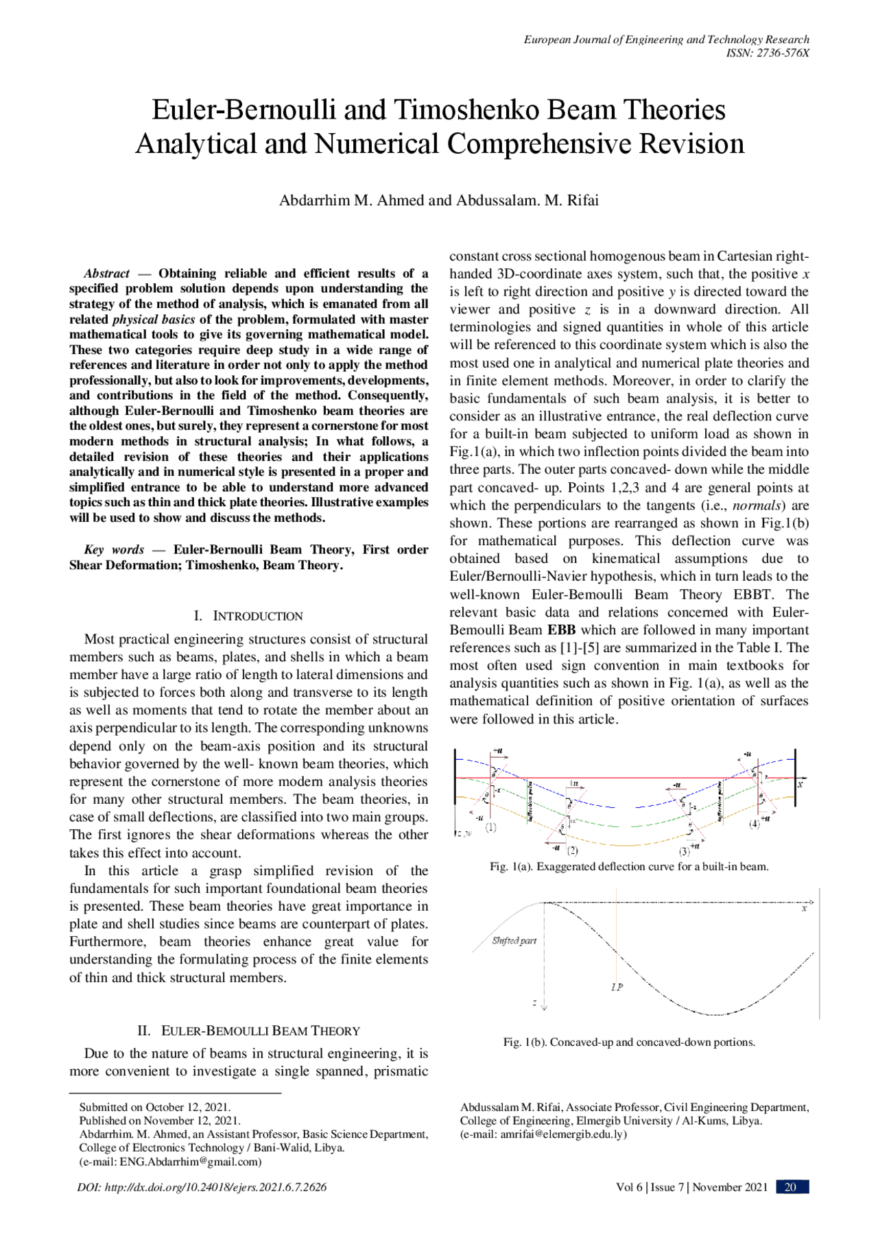 Euler-Bernoulli and Timoshenko Beam Theories Analytical ... | Summaries ...