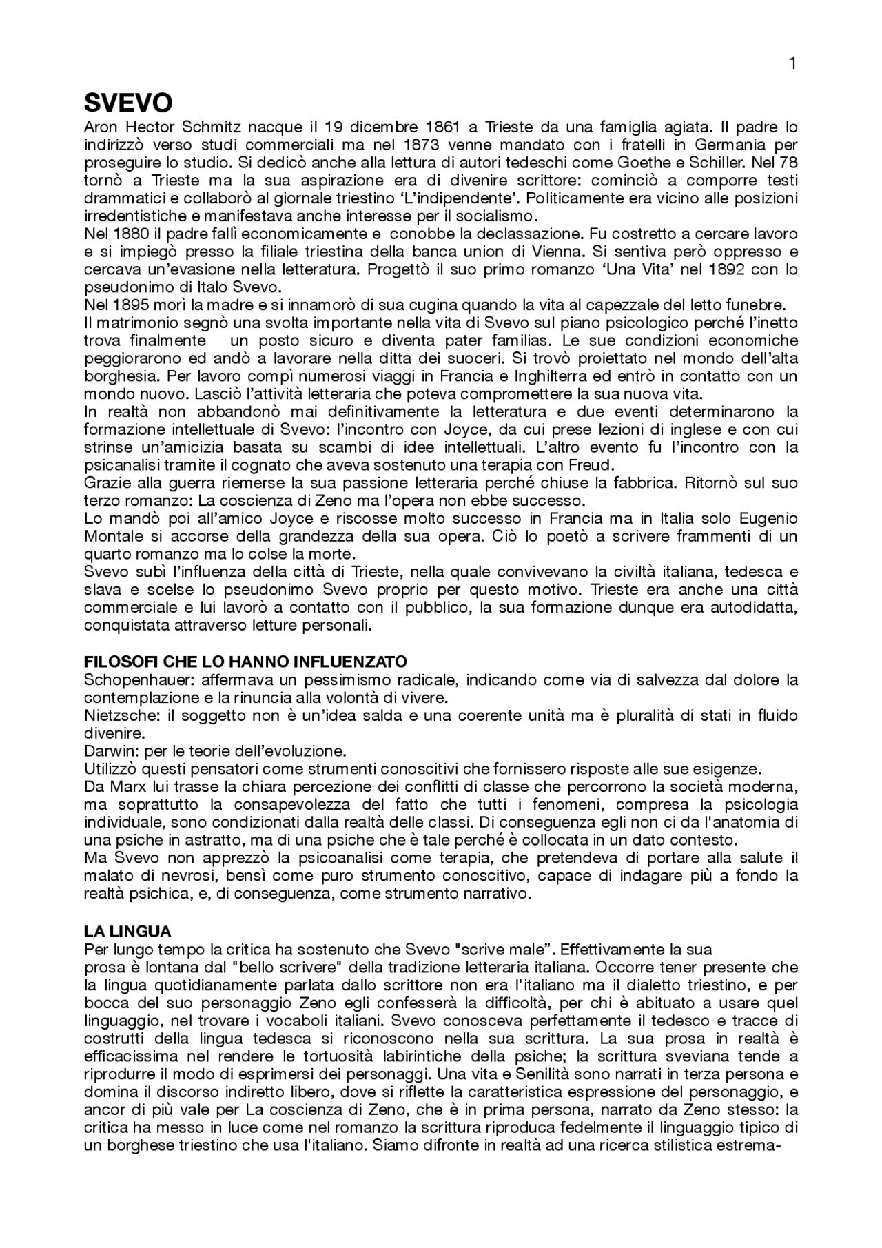 Svevo e Pirandello, tutto ciò che c'è da sapere | Appunti di Italiano | Docsity