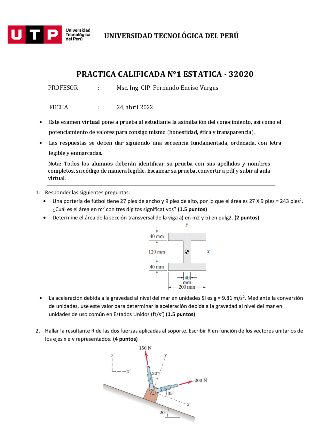 Practica Calificada 1 Estática Y Resolucion Exámenes Selectividad De