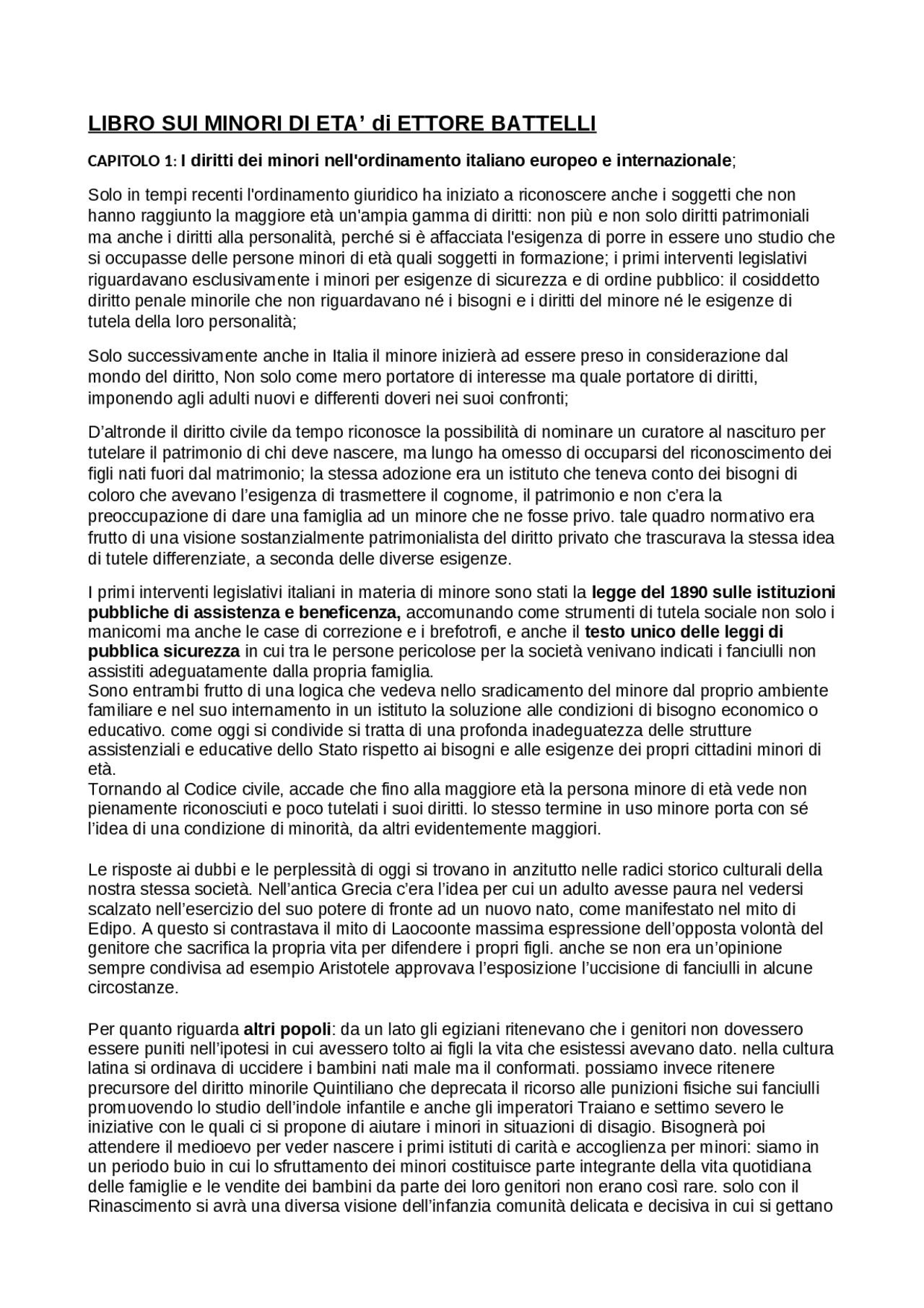 Riassunto del Battelli | Sbobinature di Diritto Privato | Docsity