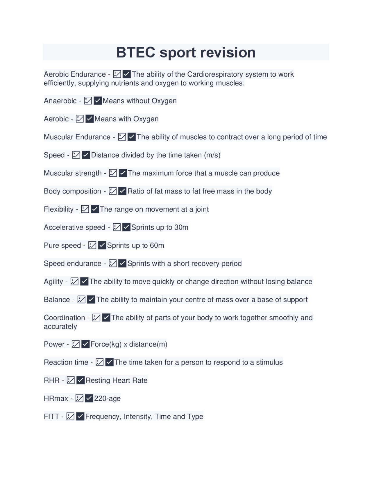 BTEC sport revision/BTEC sport revision | Exams Business Ethics | Docsity