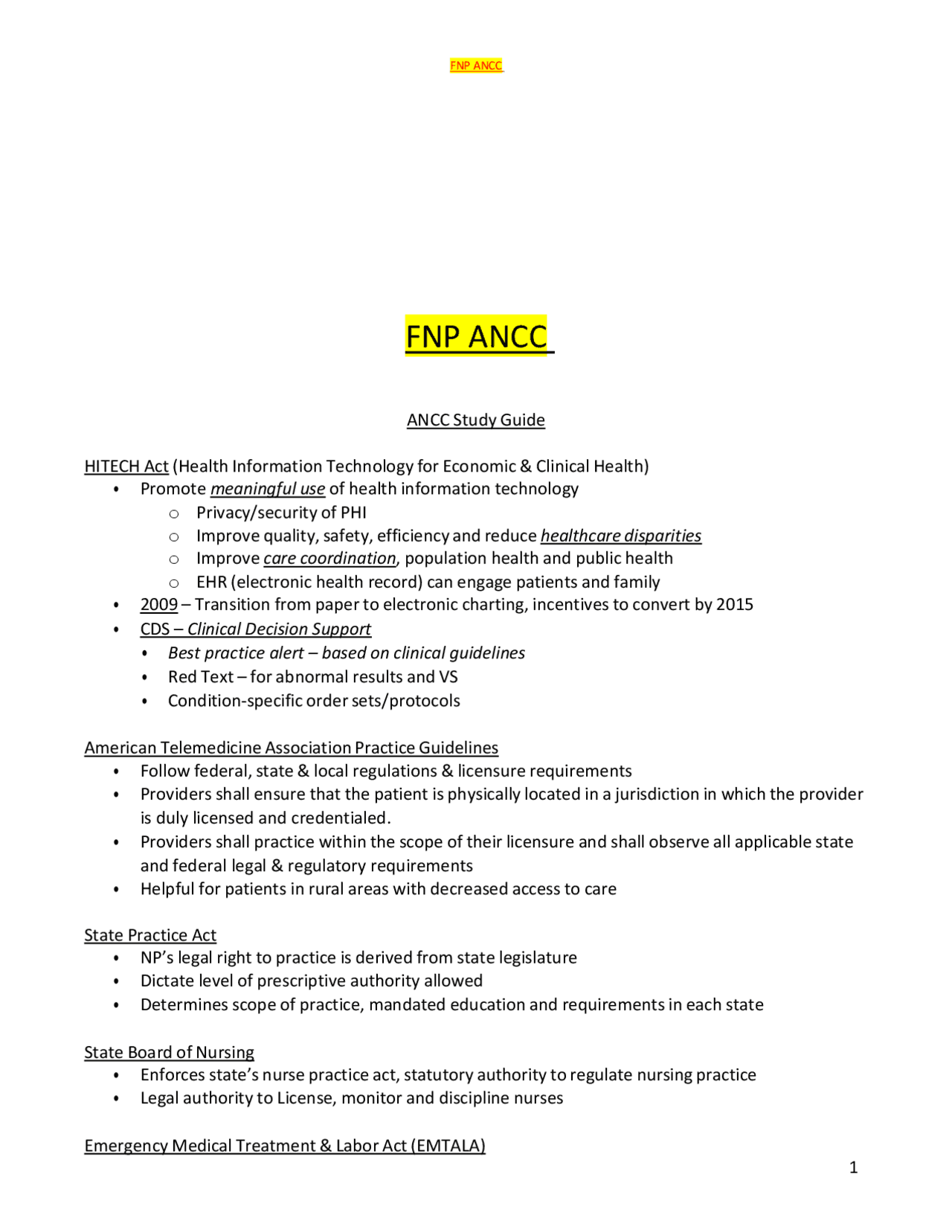 FNP ANCC STUDY GUIDE WELL ELABORATED | Exams Nursing | Docsity