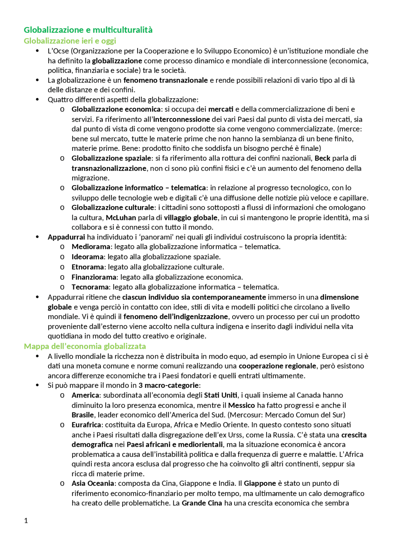 Globalizzazione E Multiculturalità Appunti Di Scienze Umane Docsity