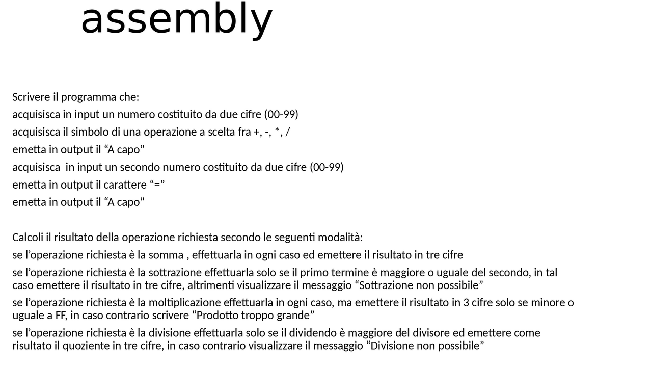 Calcolatrice Assembler Esercizi Di Informatica Docsity