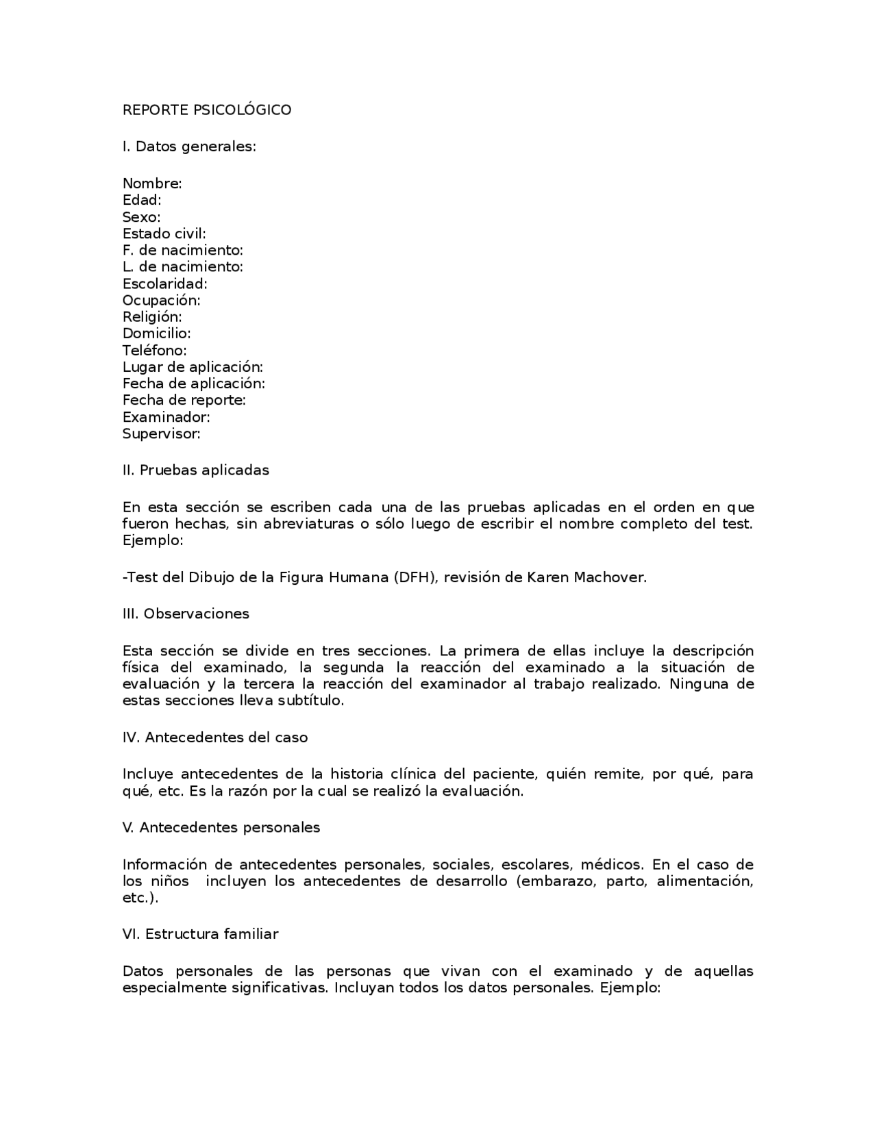 Informe Psicologico Ejemplo Apuntes De Psicopatología Docsity