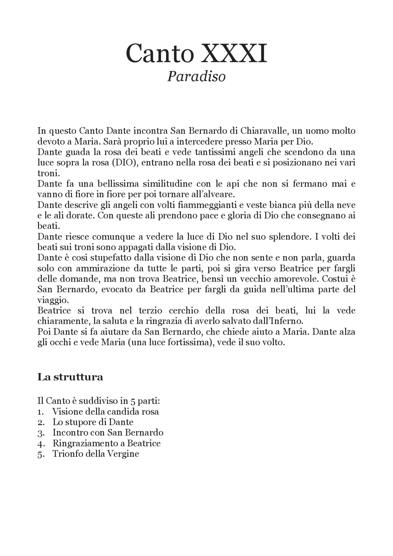 Paradiso canto 31, analisi del testo con figure retoriche | Appunti di ...