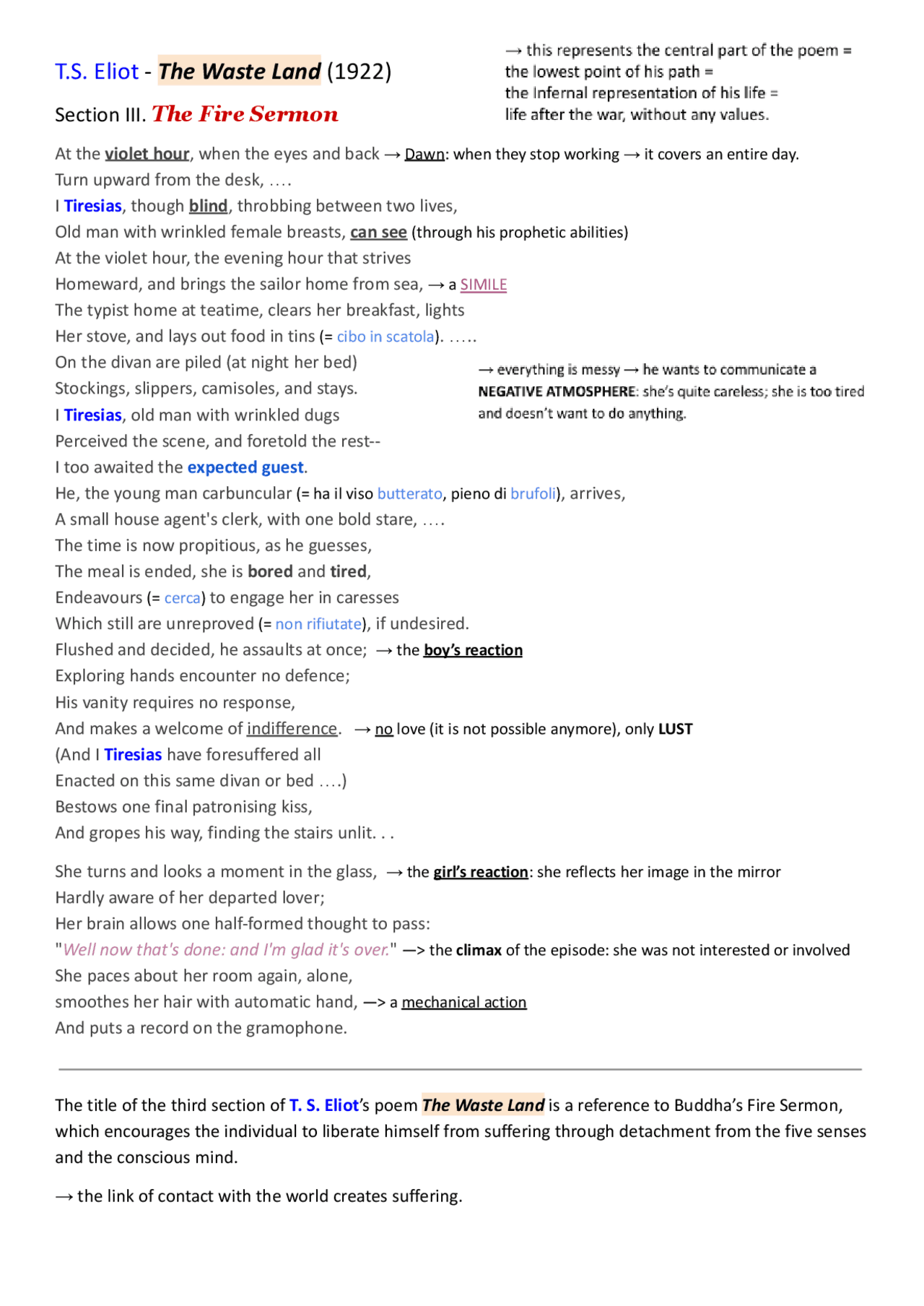 "The Fire Sermon" Analysis - "The Waste Land" (T.S. Eliot) | Appunti di ...