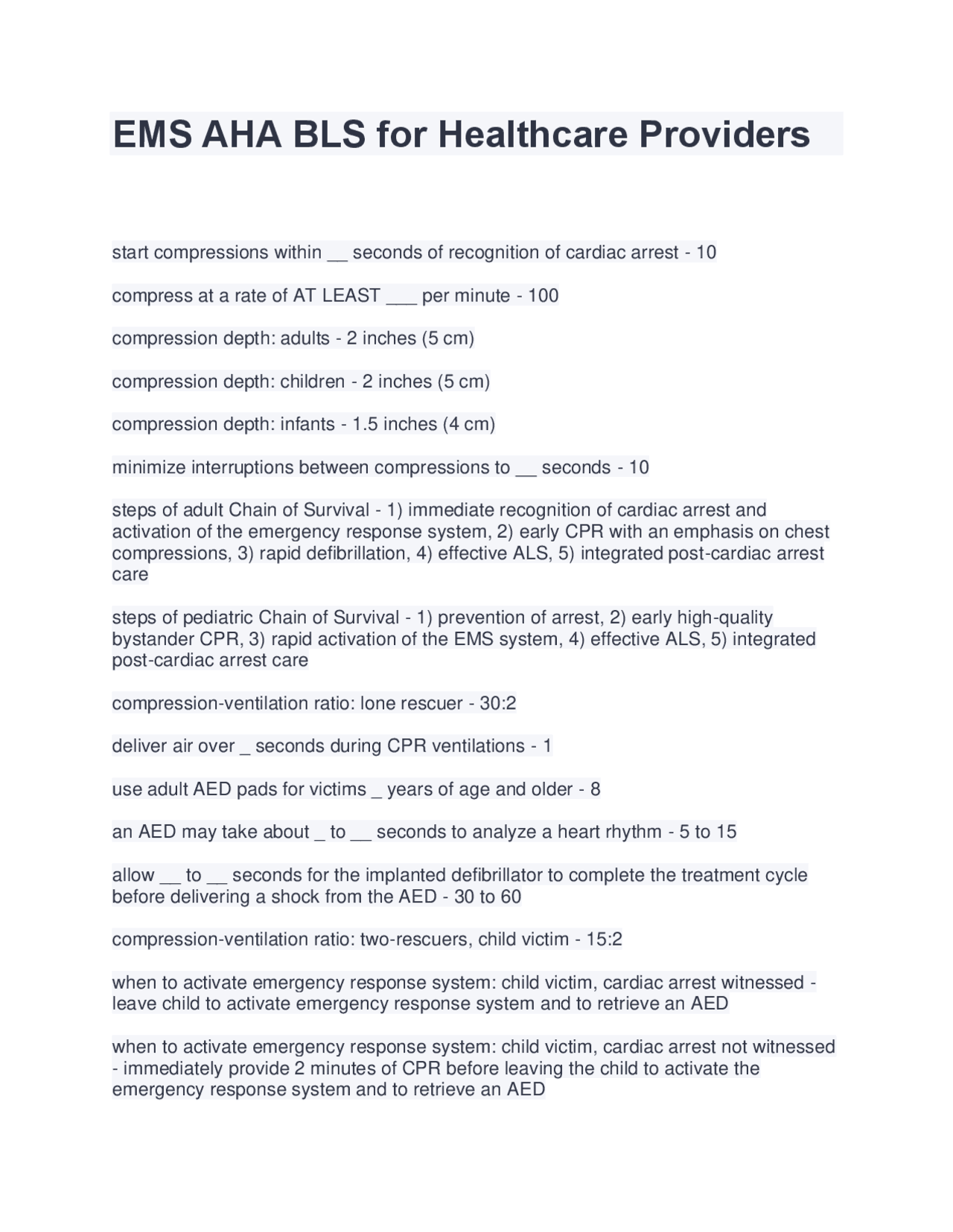 EMS AHA BLS for Healthcare Providers/EMS AHA BLS for Healthcare ...