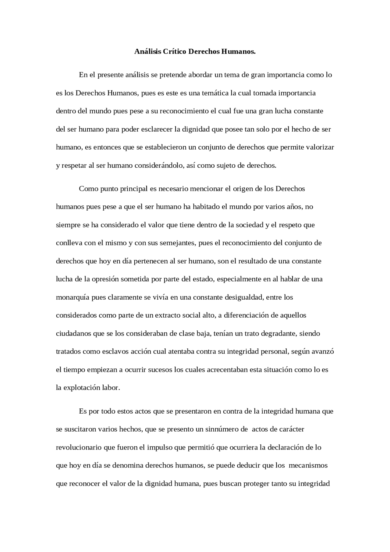 Derechos Humanos Análisis Docsity