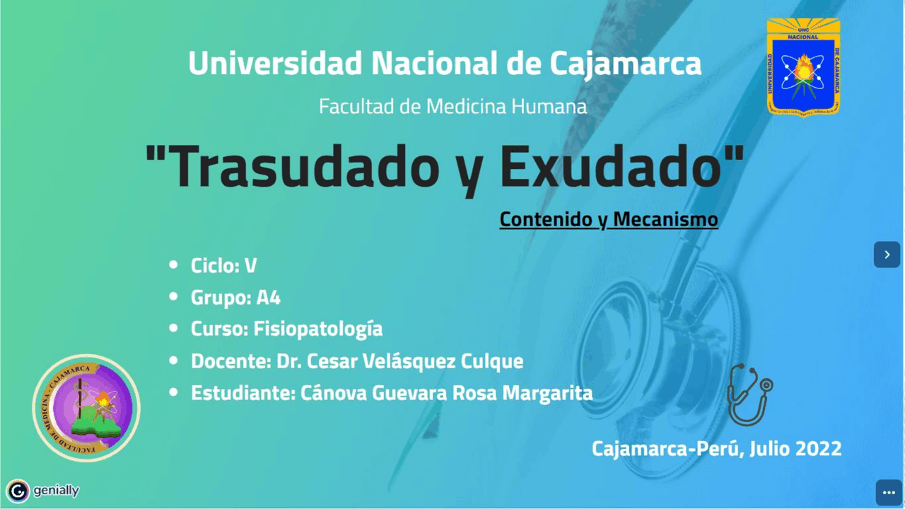 Trasudado y Exudado (Contenido y Mecanismo) | Diapositivas de ...