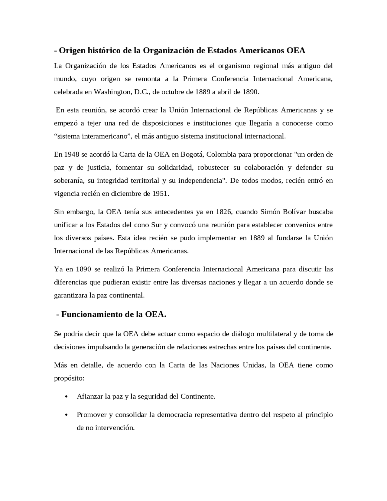 Origen Histórico de la OEA: Sistema Interamericano de Paz y Cooperación ...