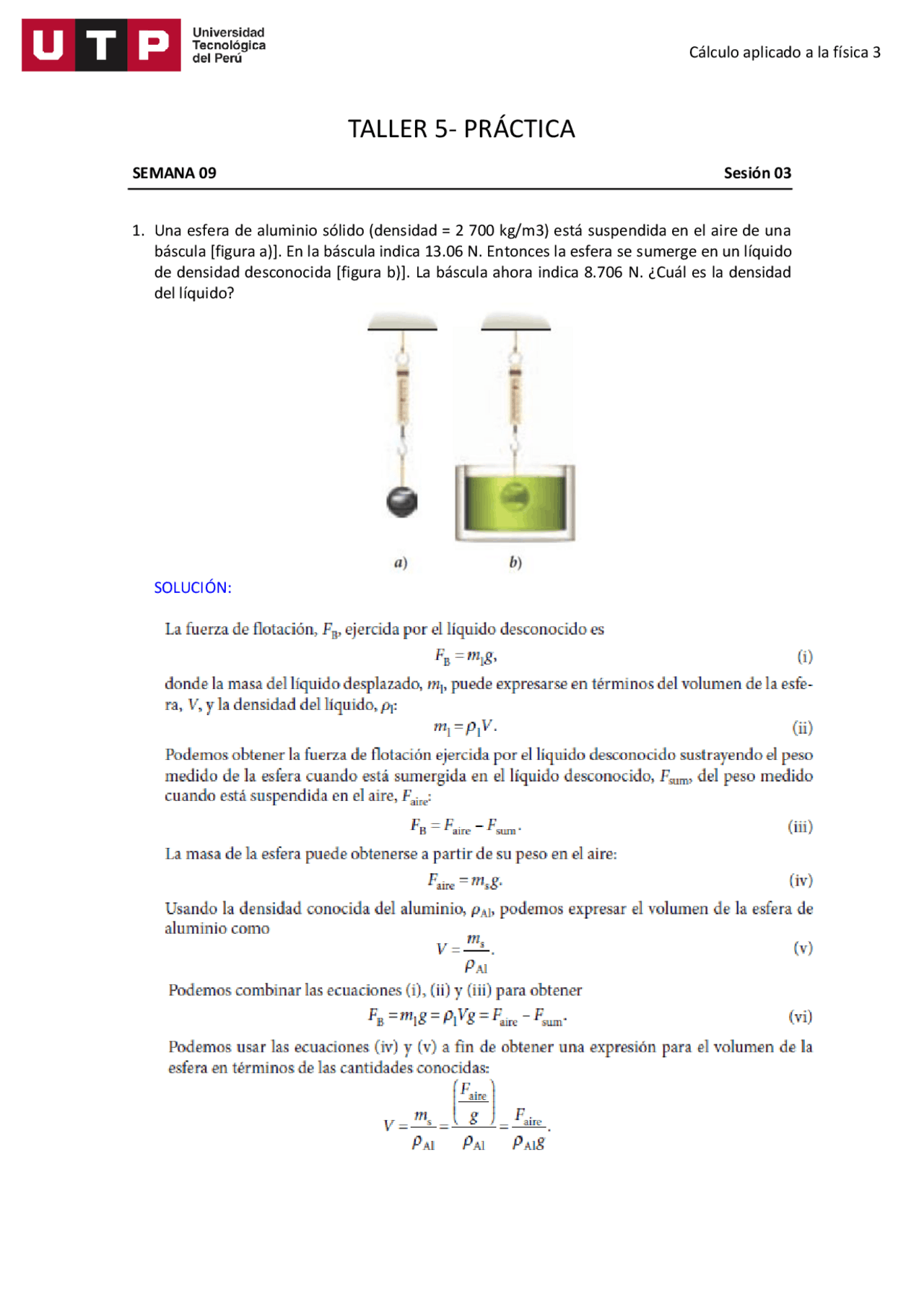 Taller5 -CAF 3 - Solución, Ejercicios de Física | Ejercicios de Física | Docsity