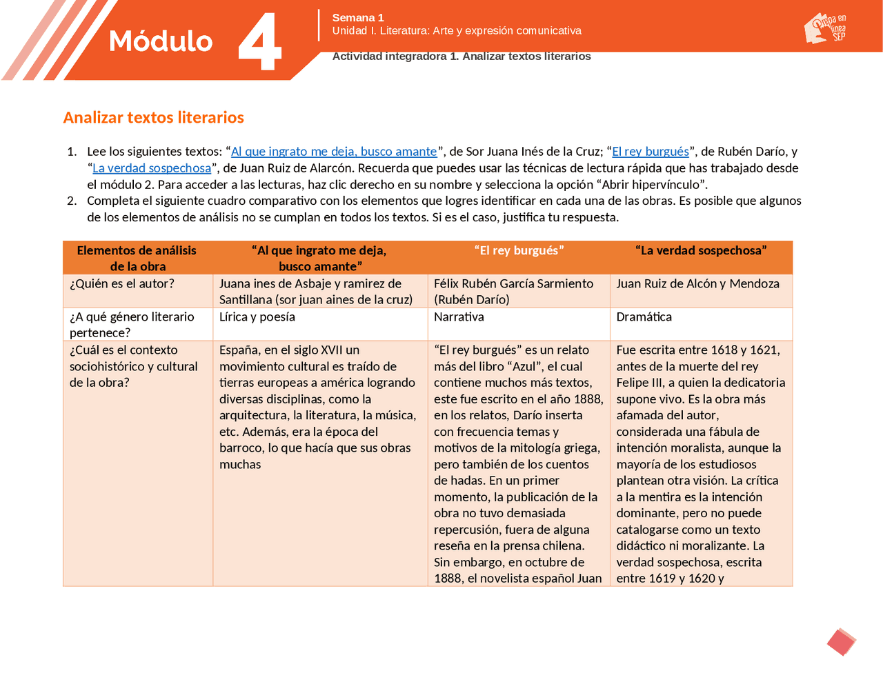 modulo 4 semana 1 actividad integradora 1 | Exercices de Historia de ...