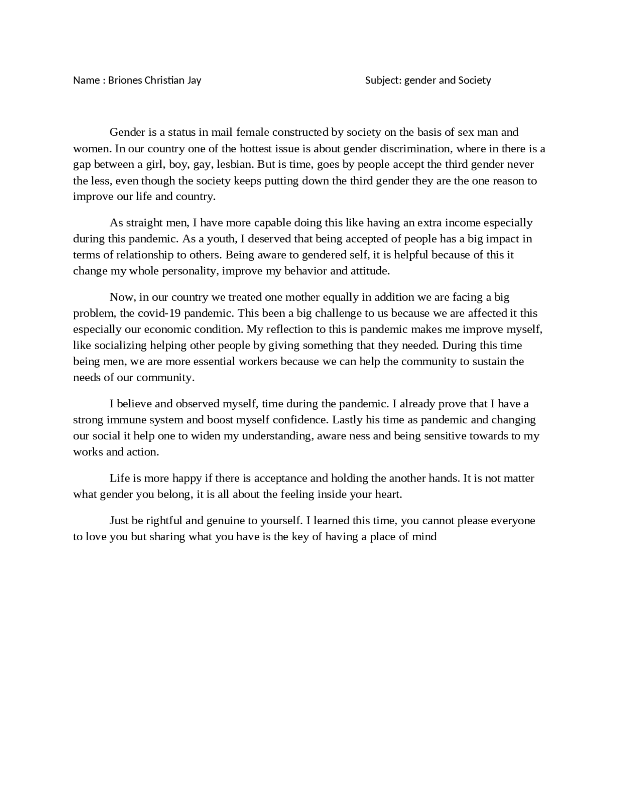 Gender and Society Final Exam | Exams Sociology | Docsity