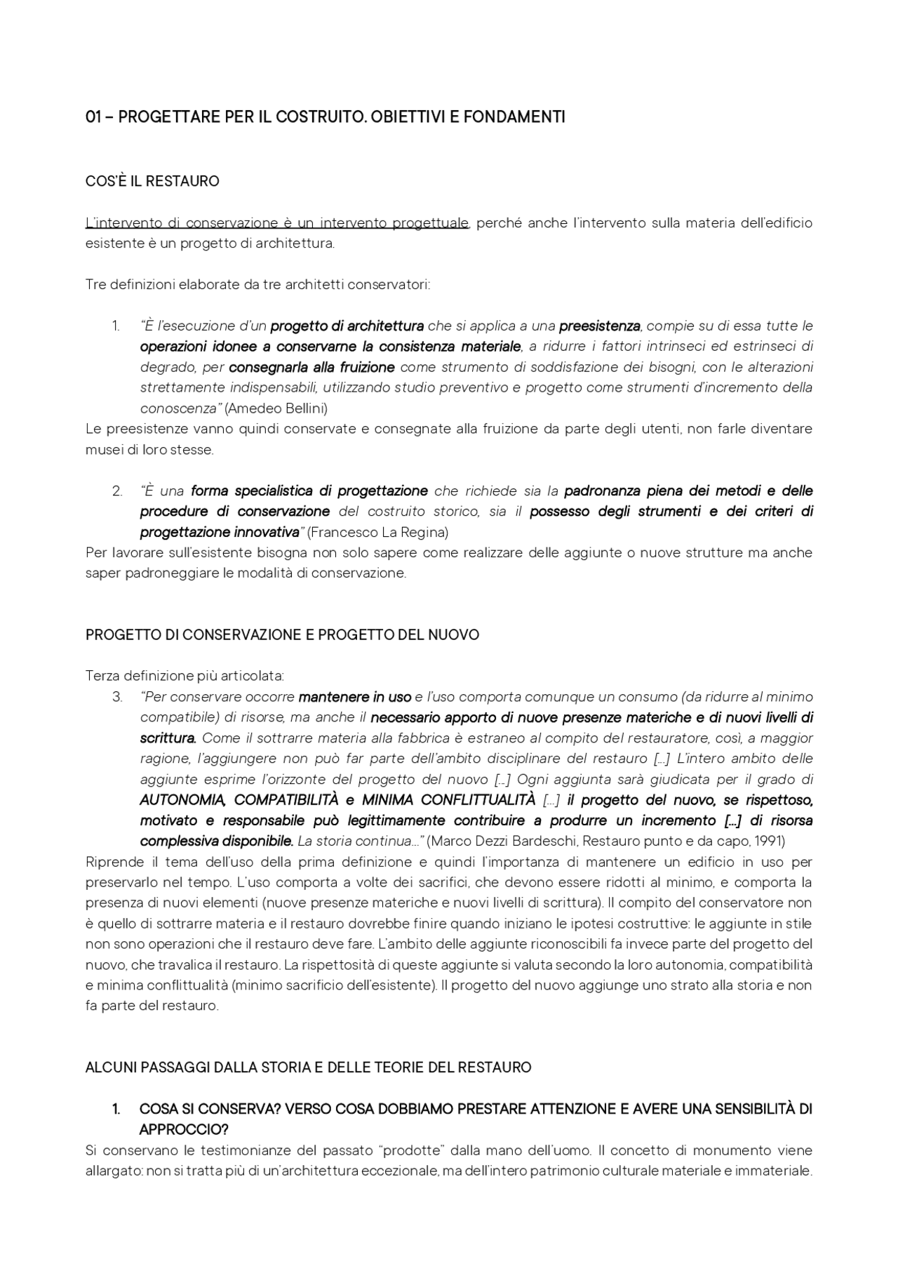Appunti Completi Modulo Teorie Del Restauro Lezioni Prof Giambruno