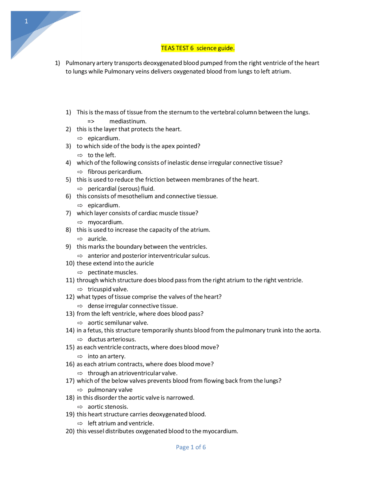 Teas Test 6 Science Guide 2022 Docsity