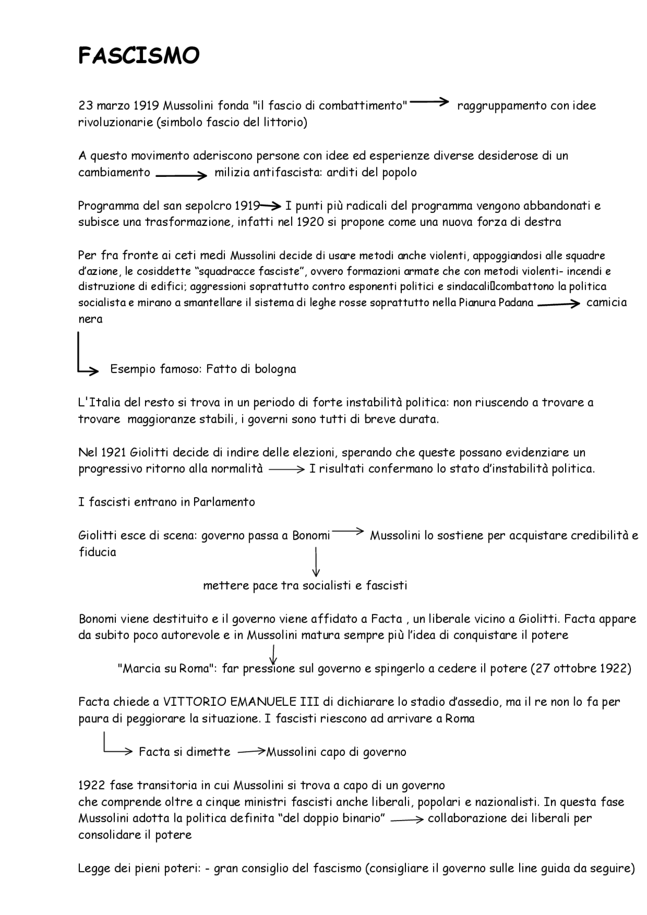 Schema Storico Sul Fascismo Esquemas Y Mapas Conceptuales De Historia