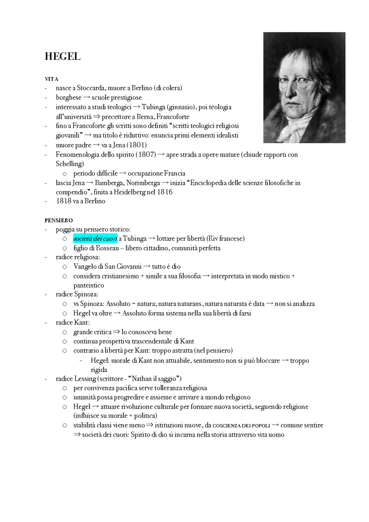Georg Wilhelm Friedrich HEGEL (schema) - Docsity