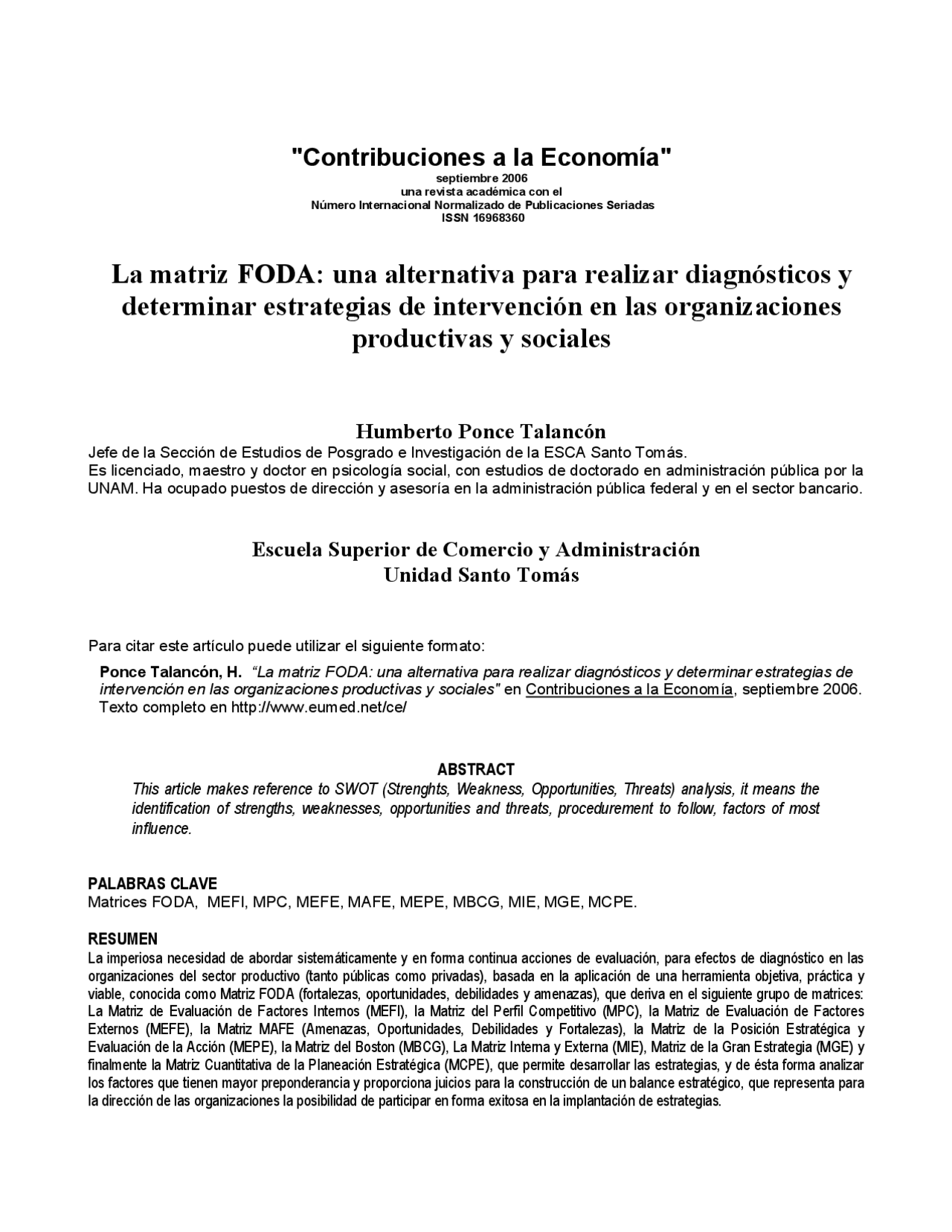 Matriz Foda Instrumento Docsity