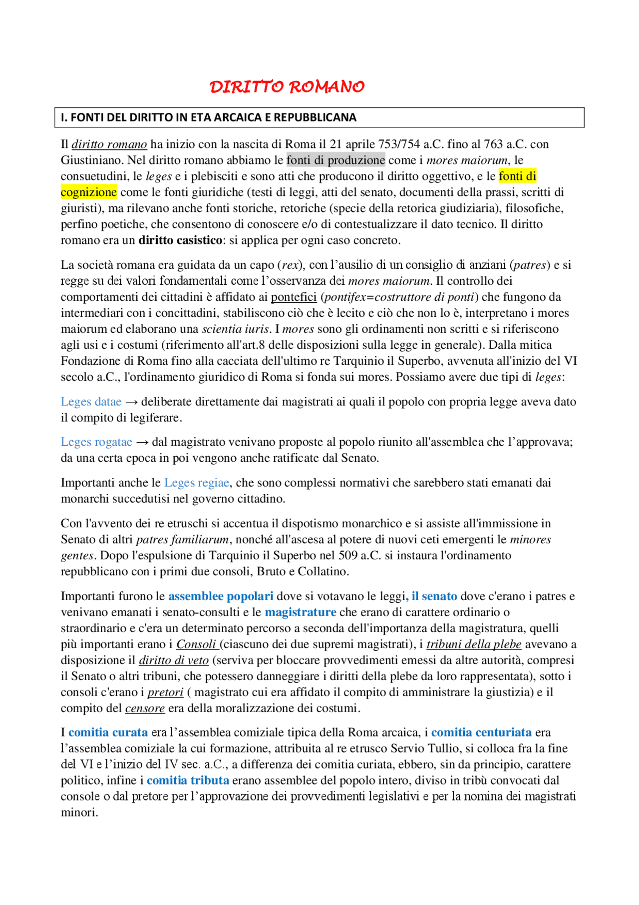 Storia Del Diritto Romano Docsity