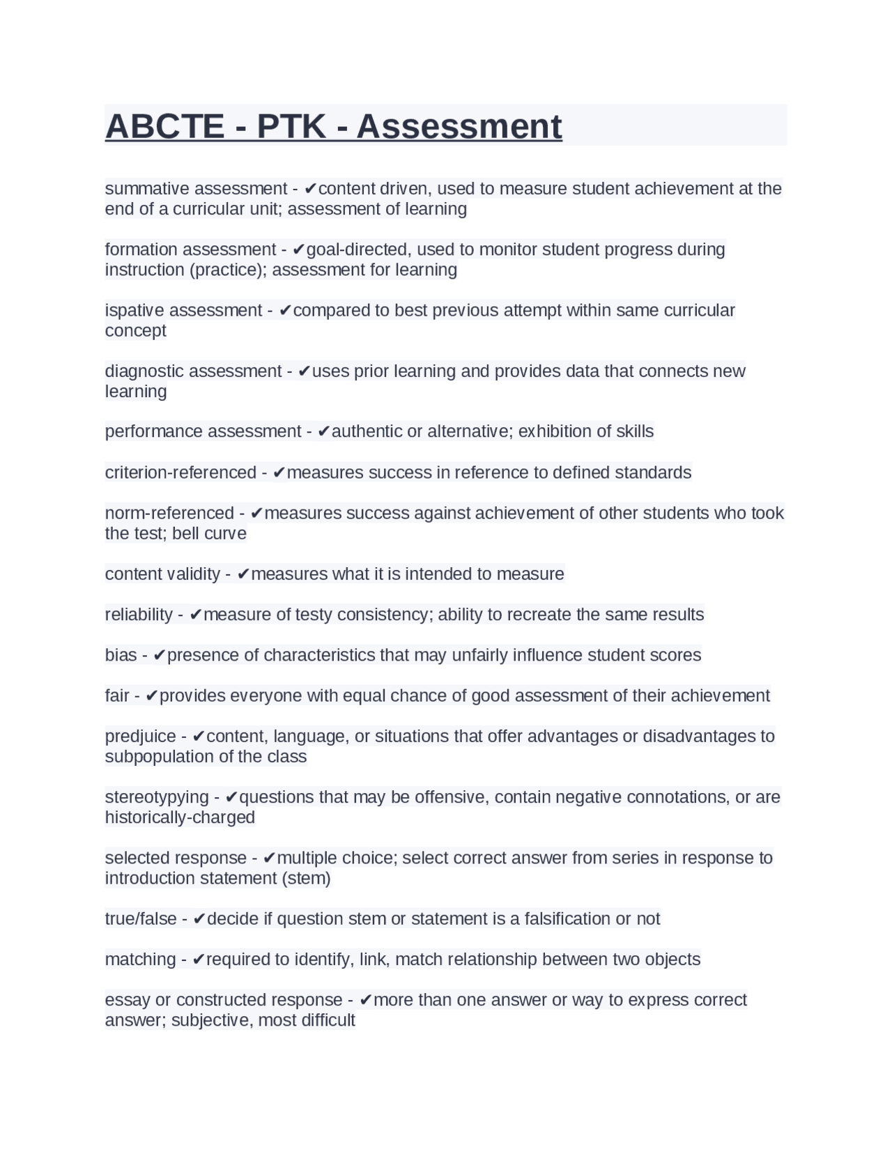 Abcte Ptk Assessment Questions And Answers Docsity