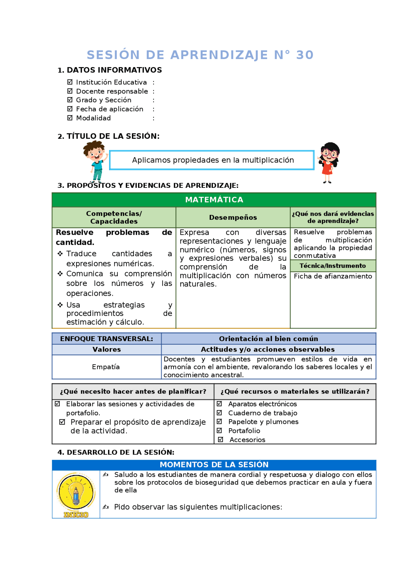 Planes De Lecciones 4to Grado