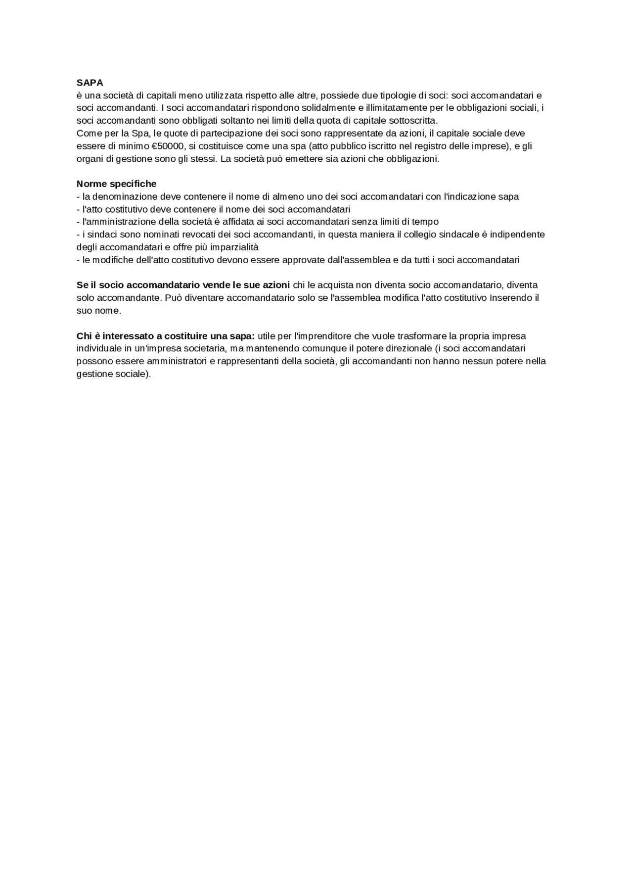 Società In Accomandita Per Azioni Appunti Di Diritto Docsity