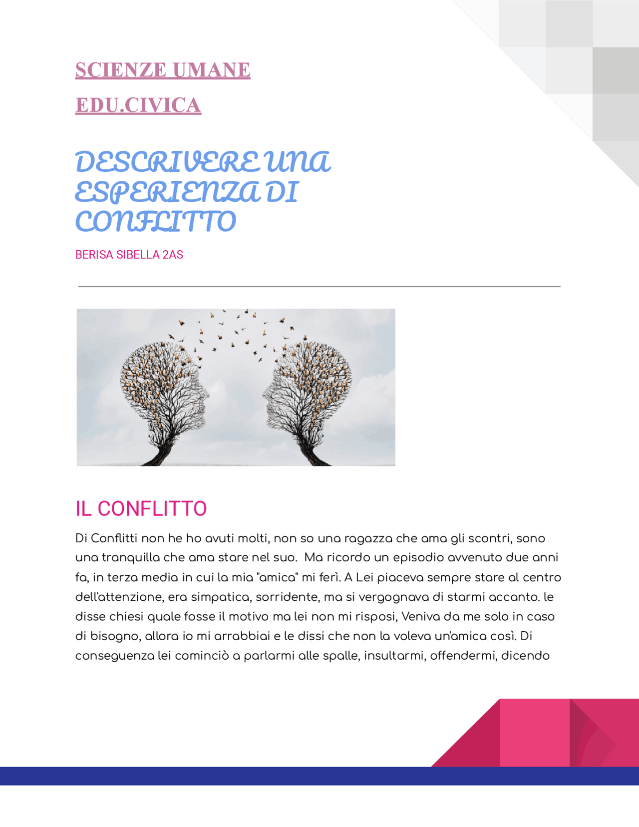 Il Conflitto Scienze Umane Esercizi Di Scienze Umane Docsity