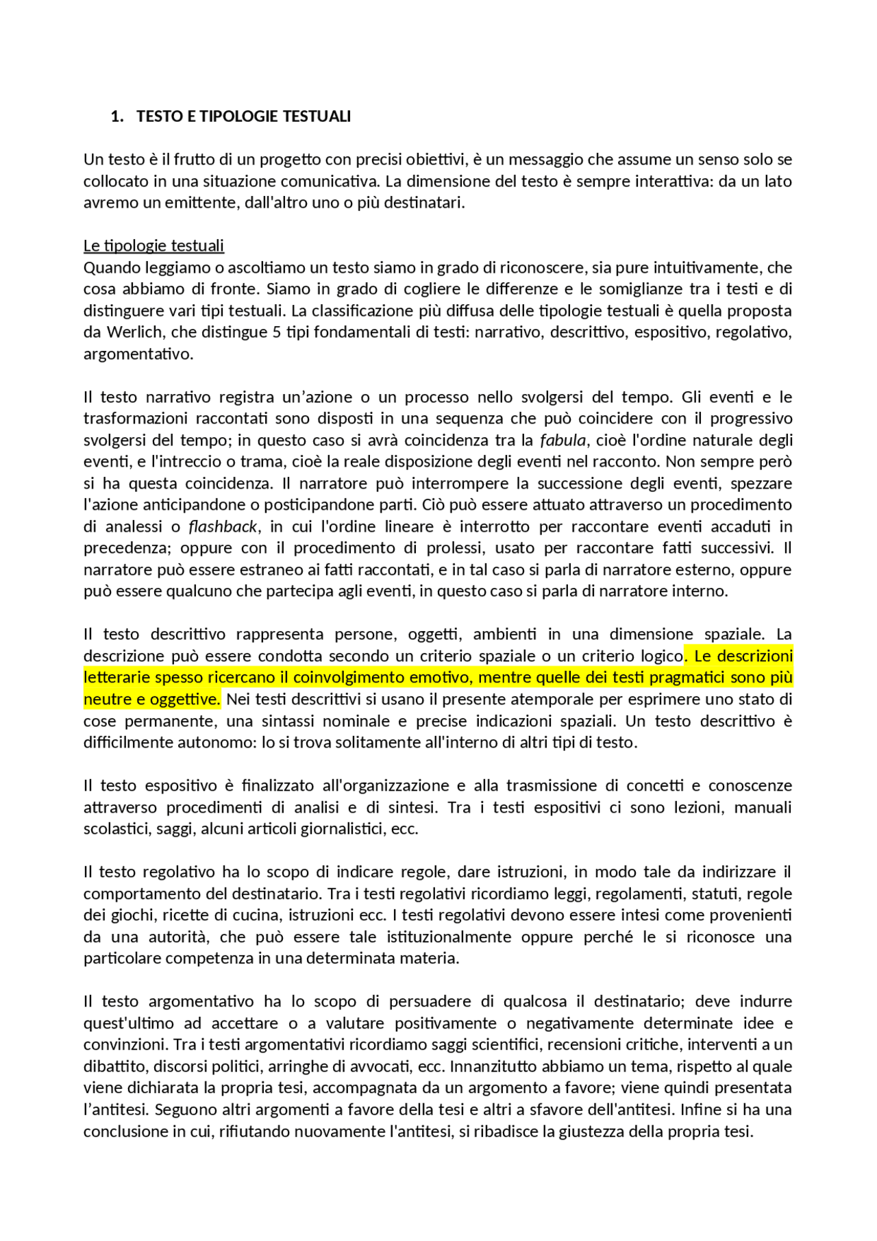 Tipologie testuali e requisiti del testo | Appunti di Lingua Italiana ...