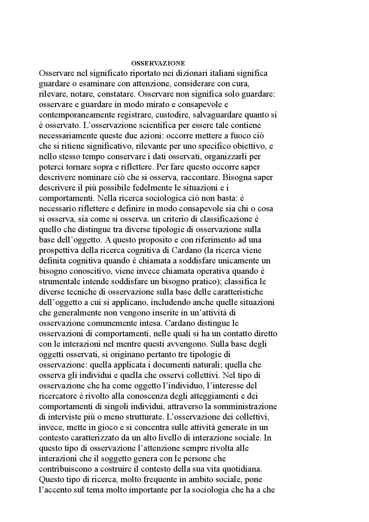 Riassunto Osservazione Partecipante Summaries Of Metodologia E