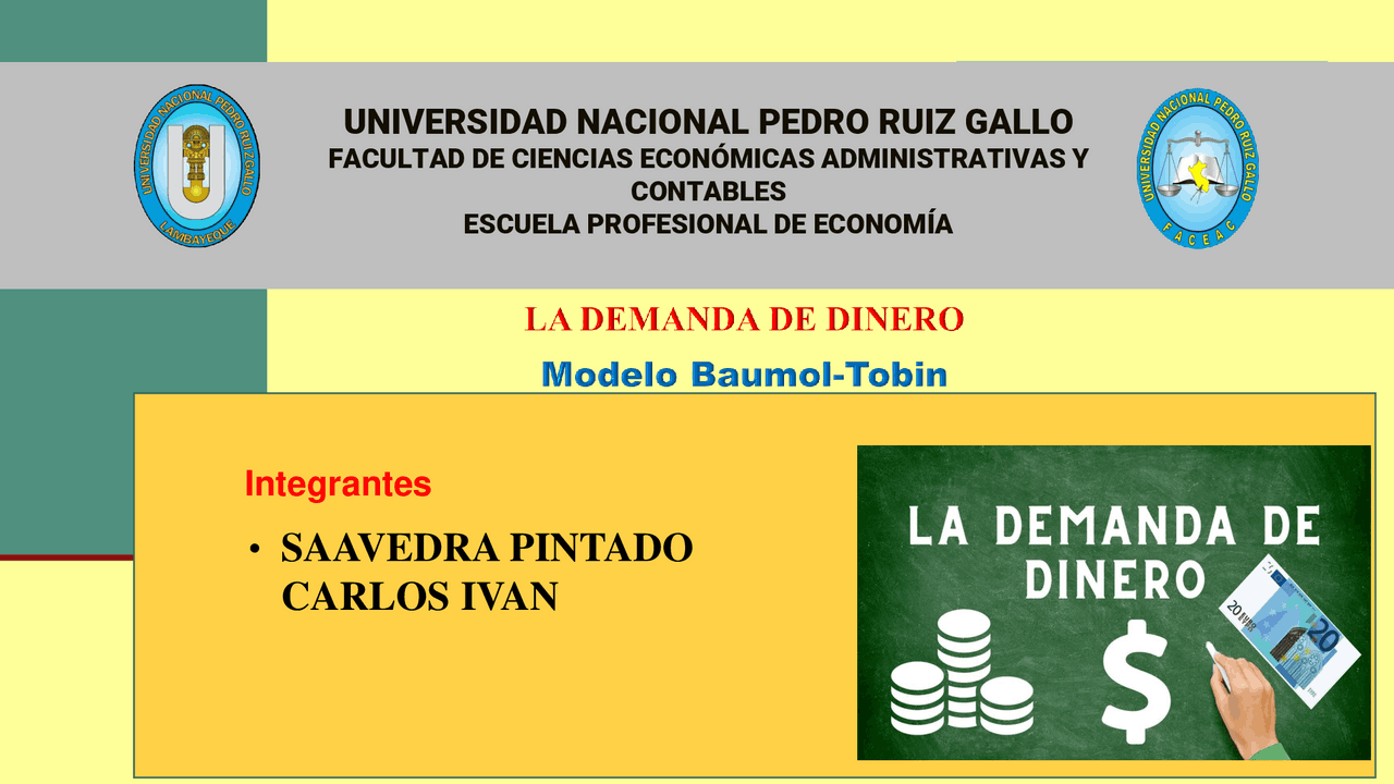 Modelo de demanda de dinero Baumol-Tobin | Diapositivas de ...
