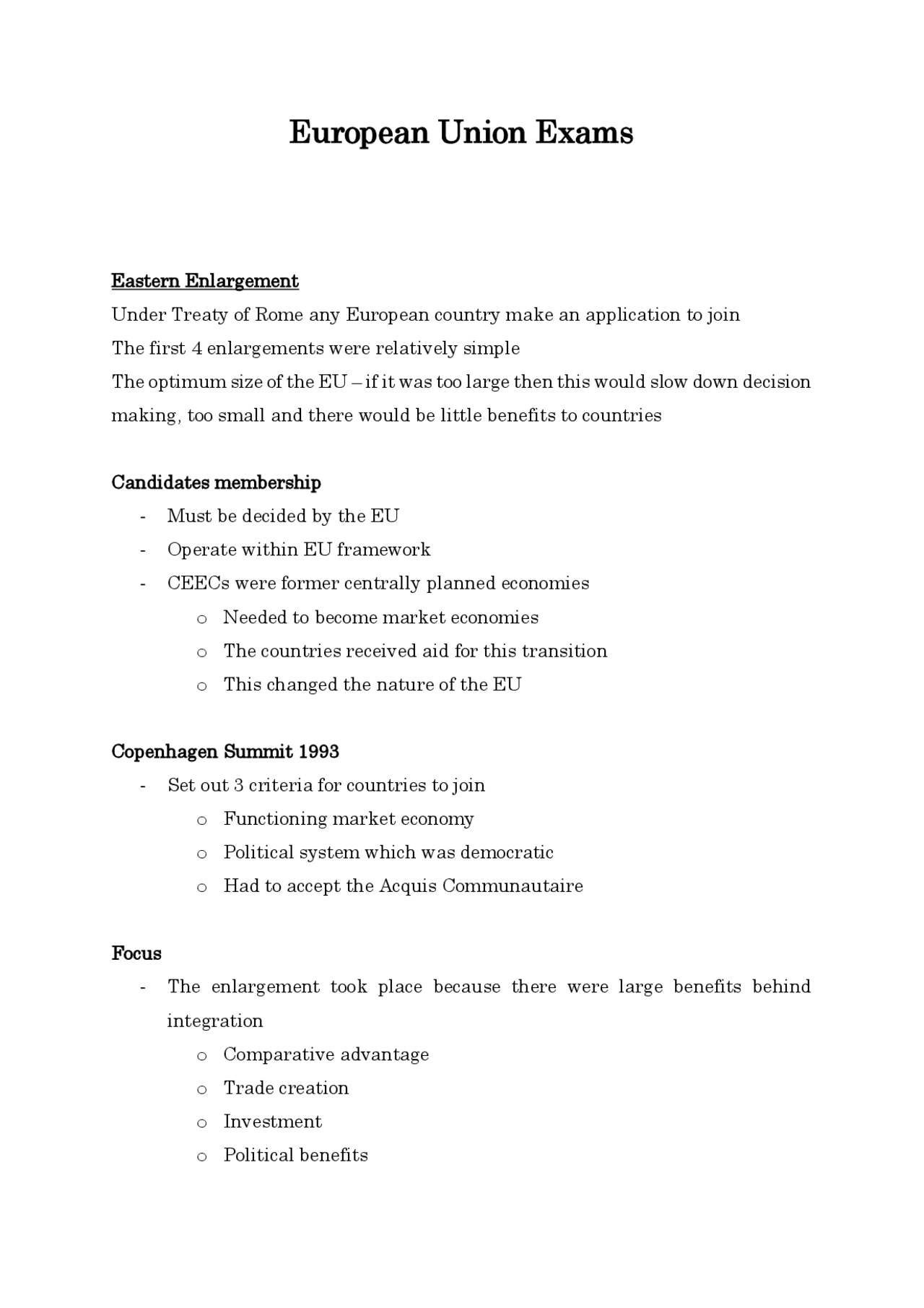 European Union (detailed notes for exam) | Study notes European Union ...