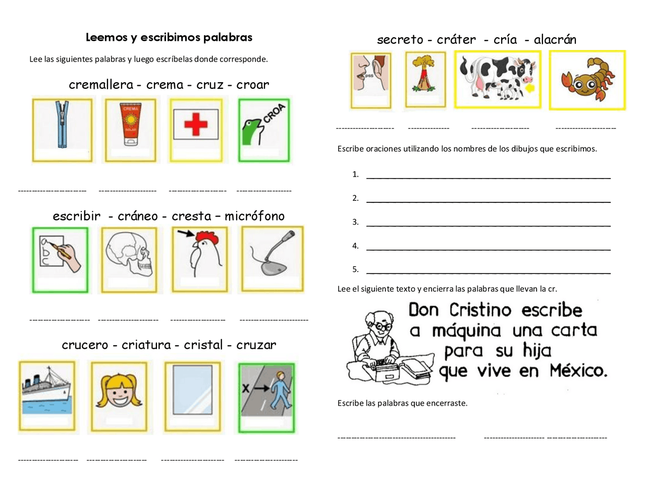 lectoescritura para primer grado | Ejercicios de Lenguaje y práctica ...
