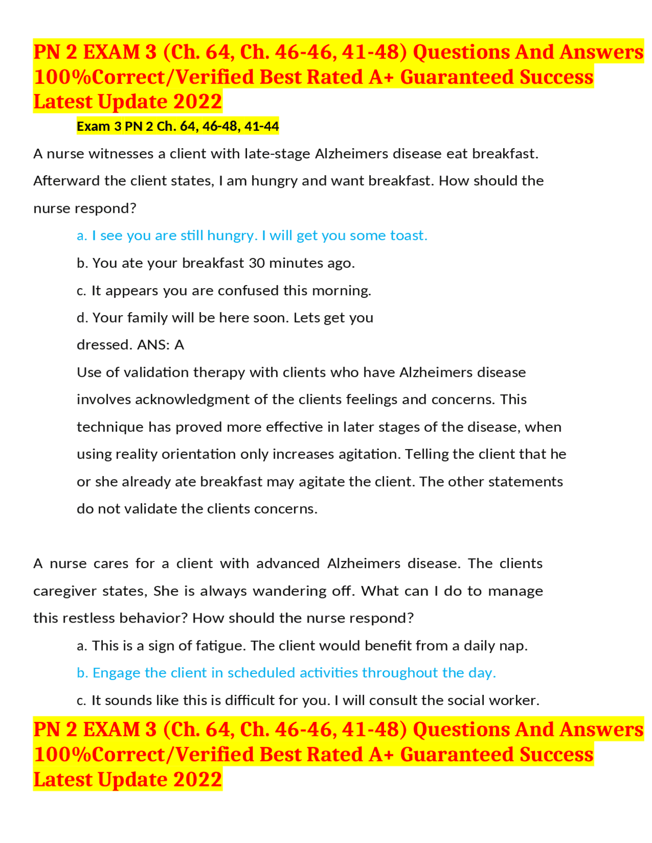 PN 2 EXAM 3 (Ch. 64, Ch. 46-46, 41-48) Questions And Answers 100 ...