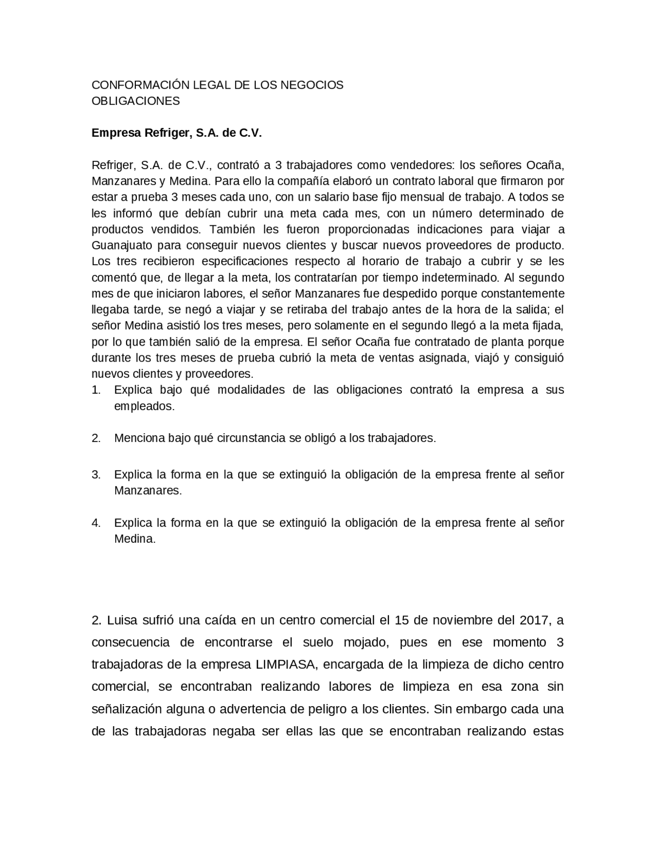 Ejercicios Obligaciones Civiles | Ejercicios de Derecho - Docsity