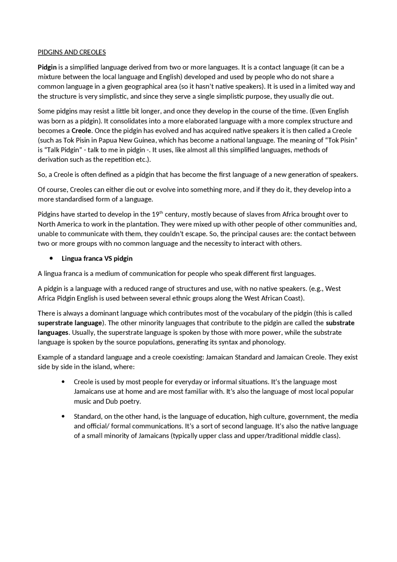 English linguistics part 2 - Pidgins and creoles, English as an ...