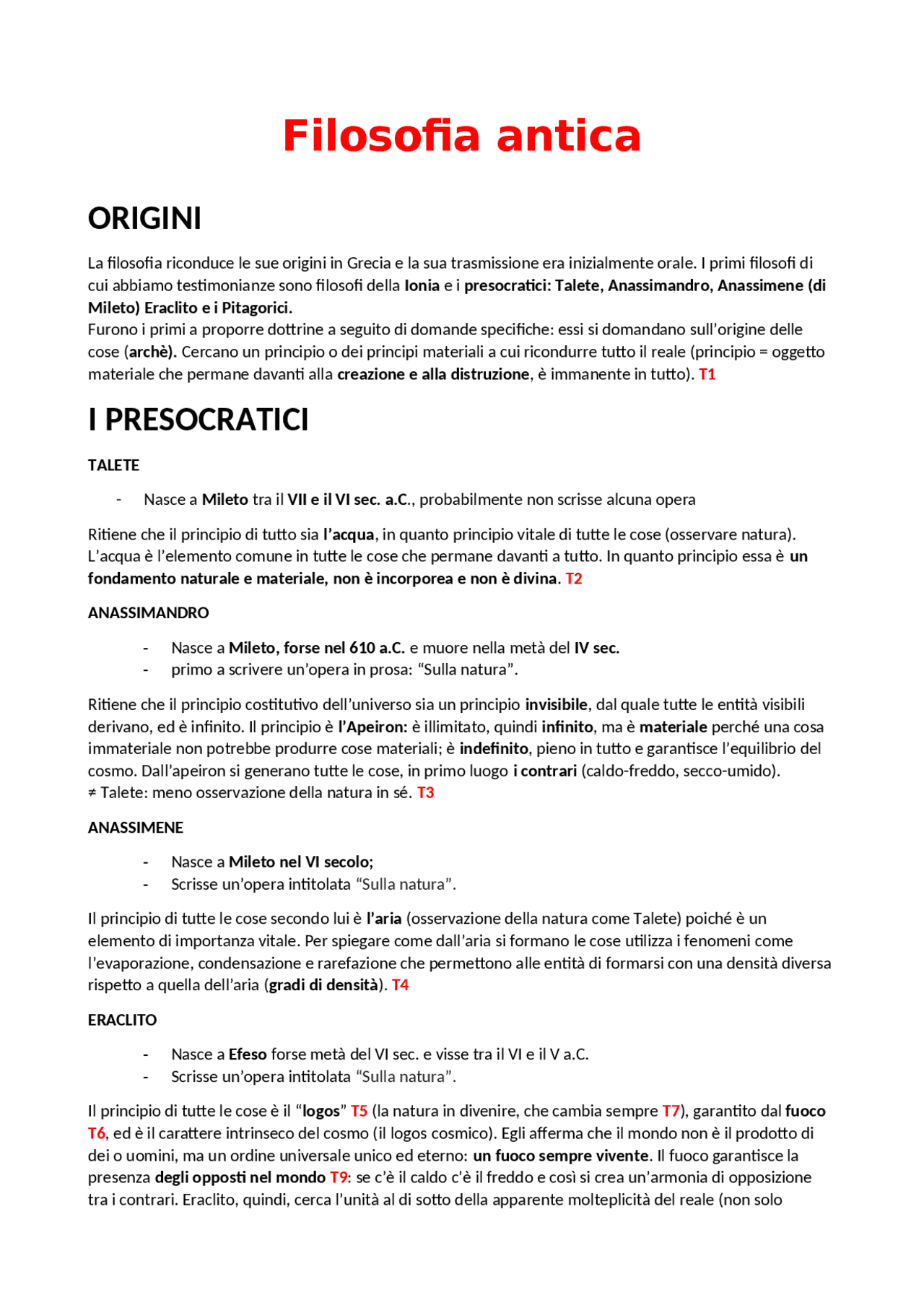 Storia della Filosofia Antica (Dai presocratici a Plotino) | Appunti di Storia della filosofia ...
