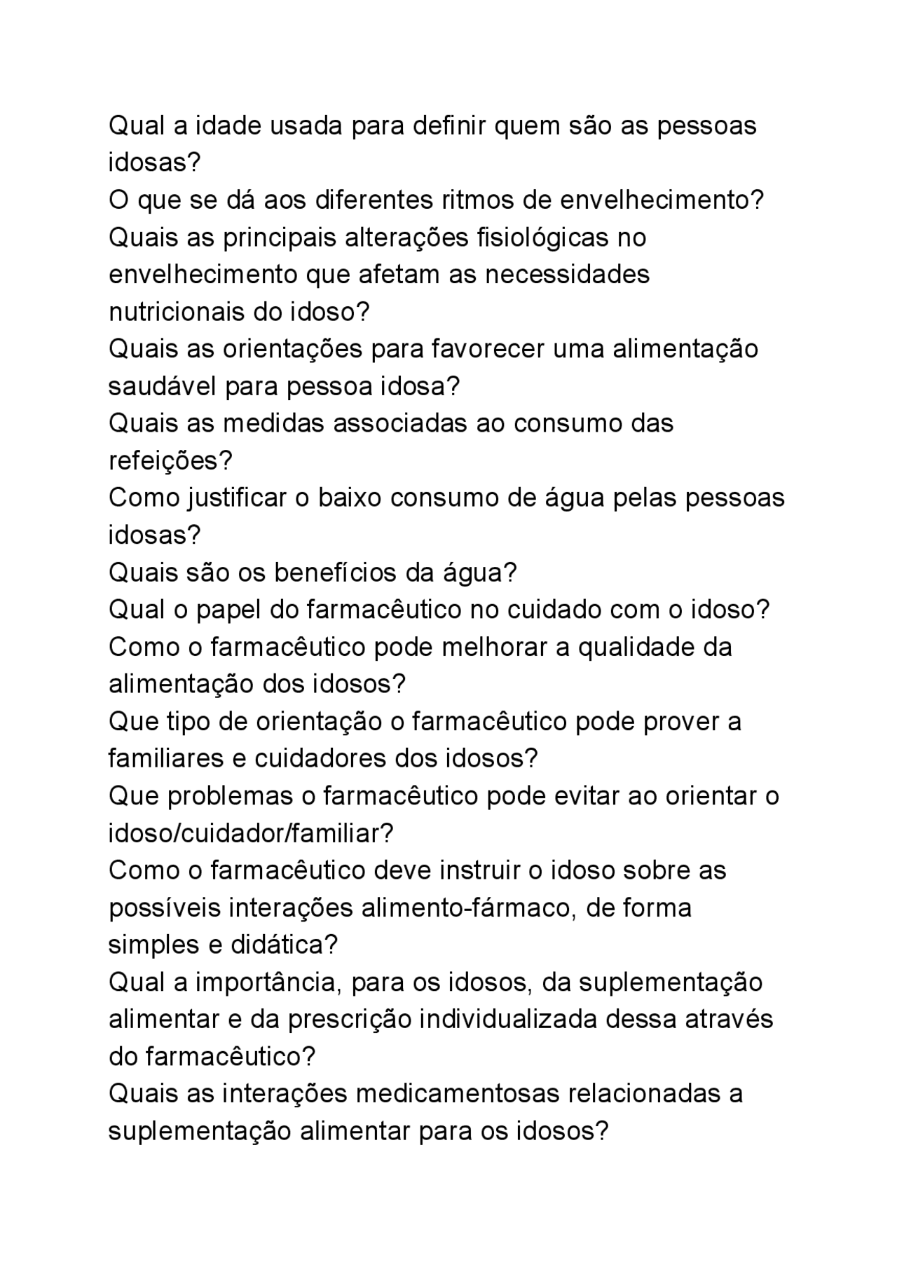 Nutrição Para Idoso Em Farm Esquemas Nutrição Docsity