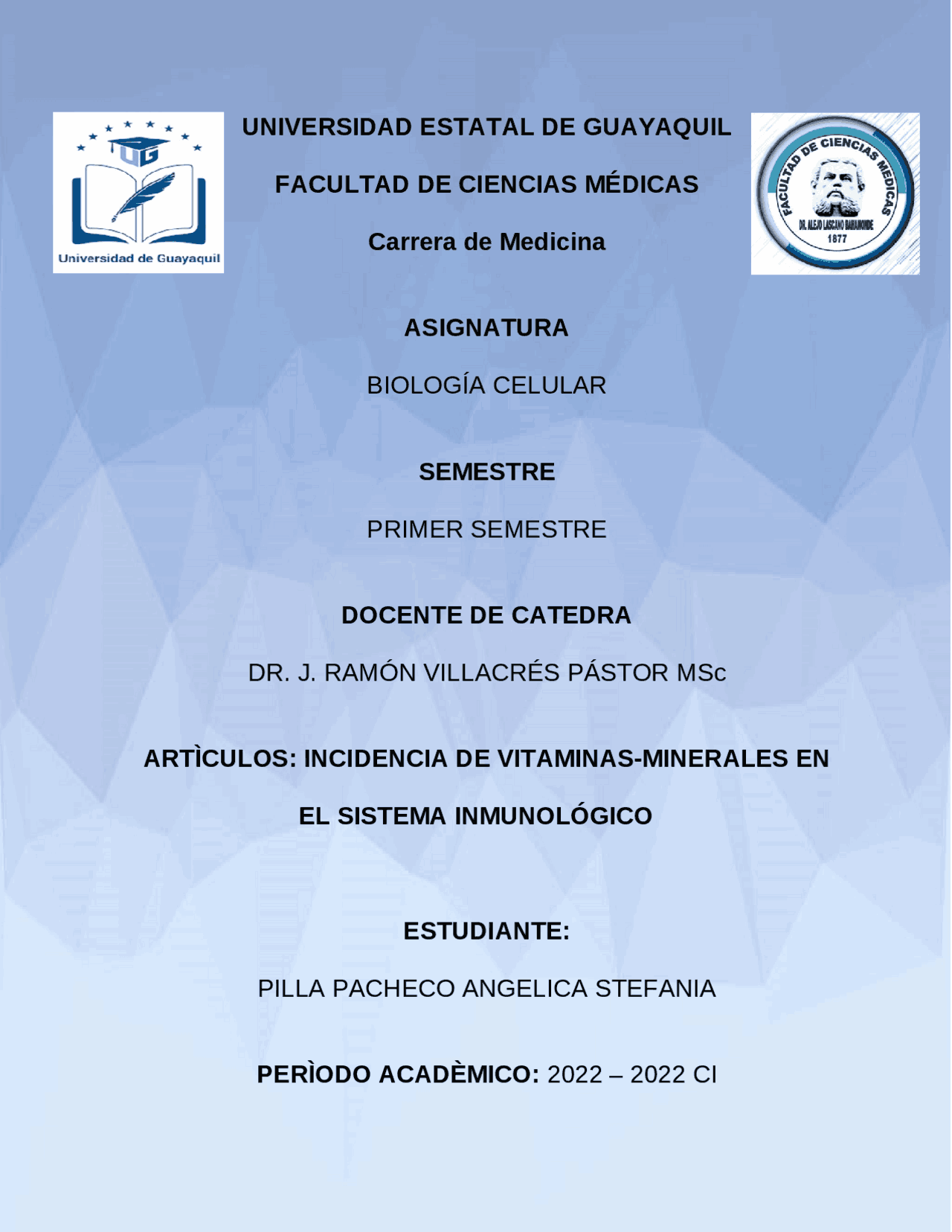 Incidencia De Las Vitaminas Y Minerales En El Sistema Inmunológico