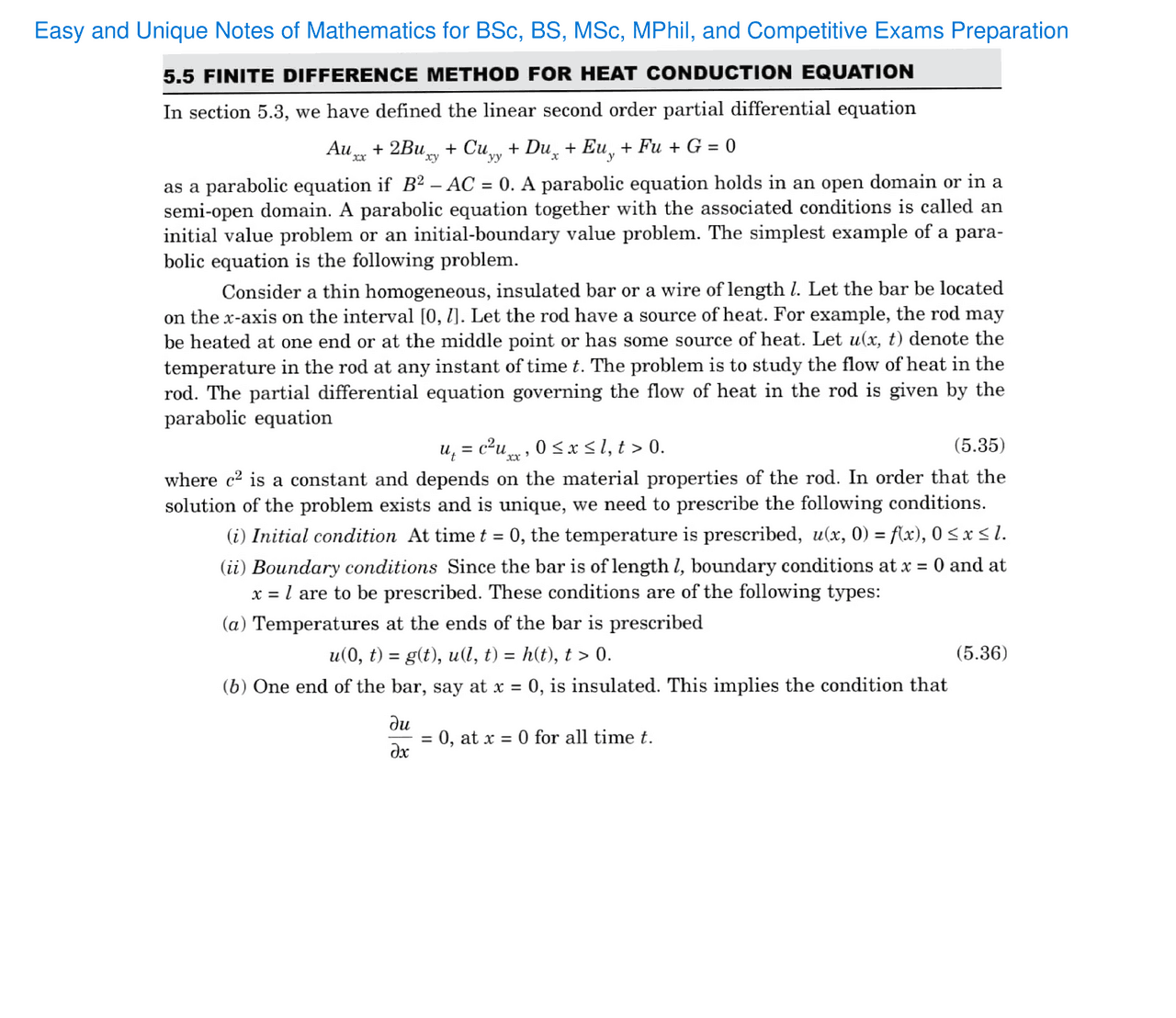 Finite Difference Method for Heat Conduction Equation (Numerical Method ...