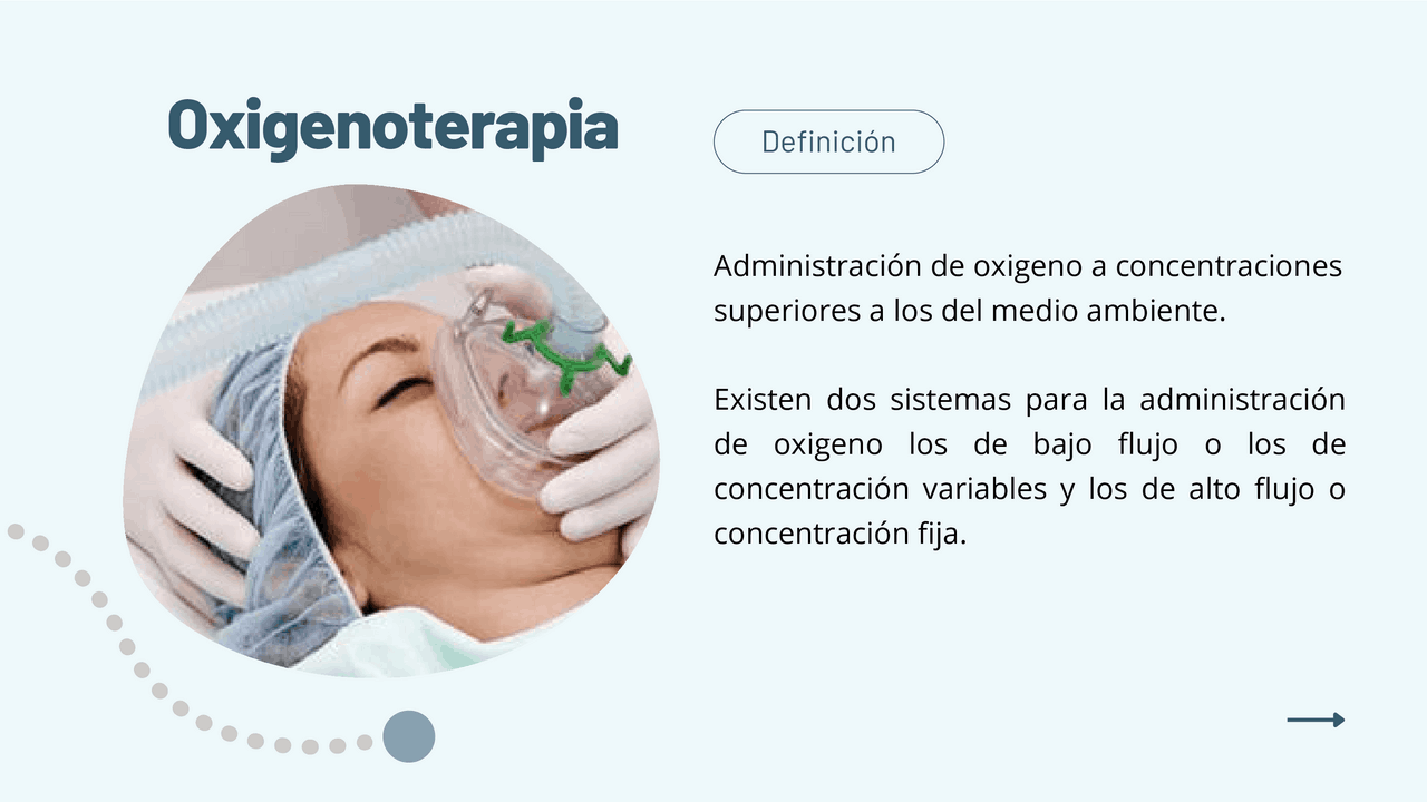 Definición de oxigenoterapia | Diapositivas de Farmacología | Docsity